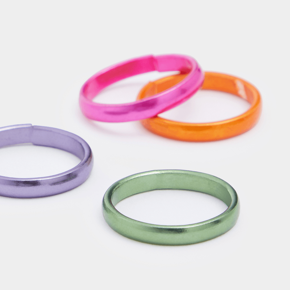 Women's 4 Pack Multi Colour Metalic Rings - Bash.com
