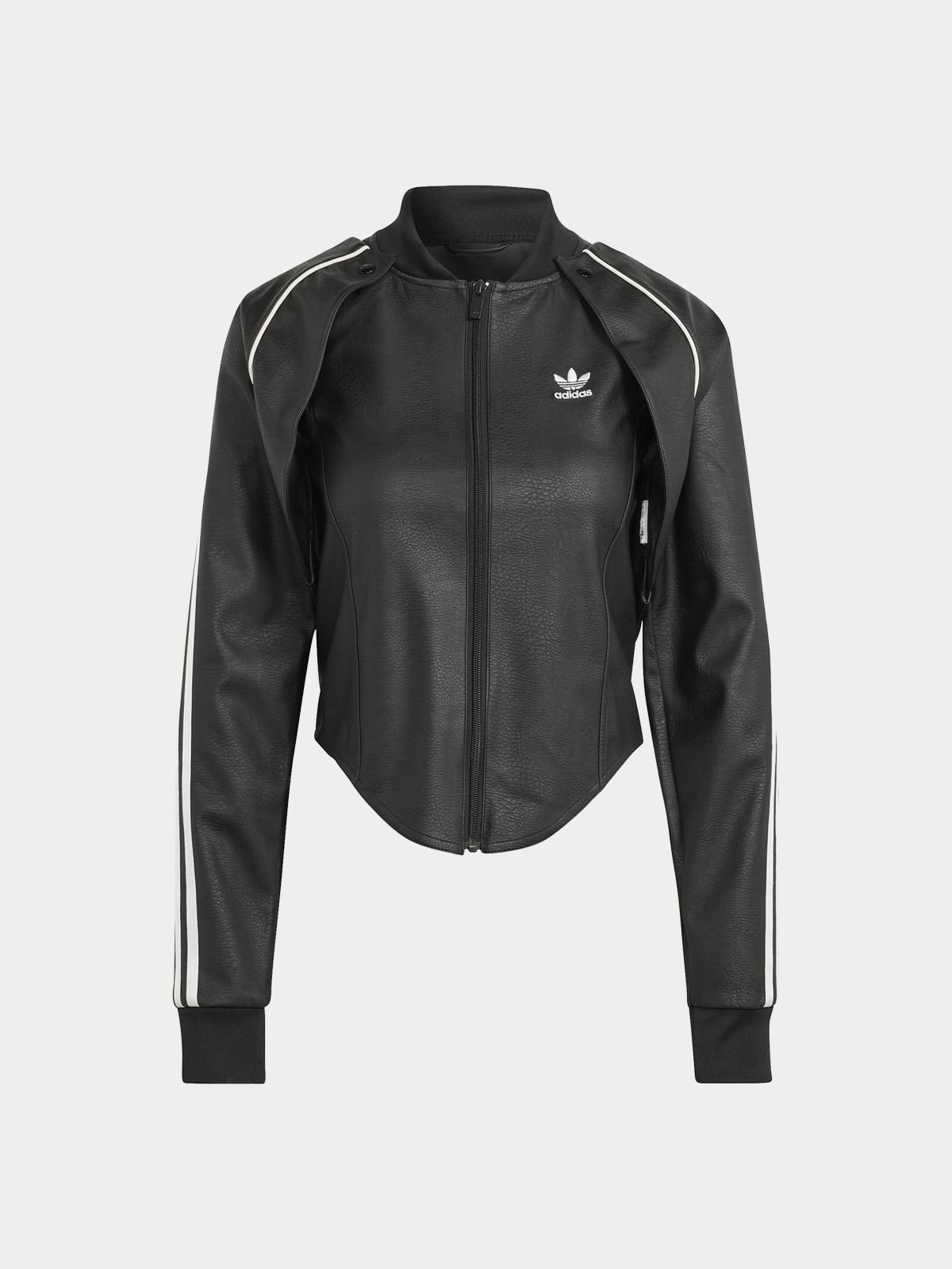 adidas Originals Women's Faux Leather Black Track Top - Bash.com