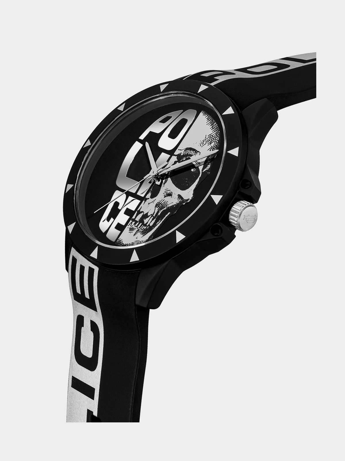 Police Men’s Wing Sketch Black & Silver Print Silicone Watch - Bash.com