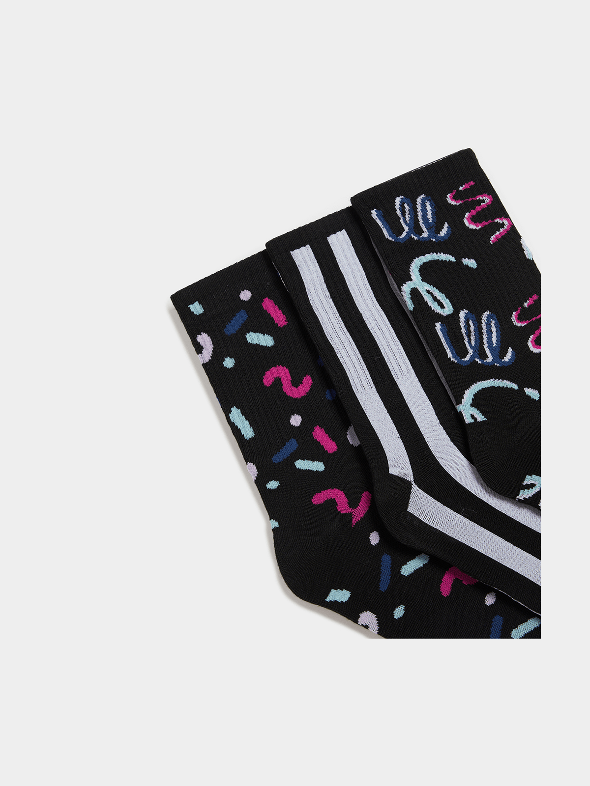 Men's Black 3 Pack Graffiti Socks - Bash.com