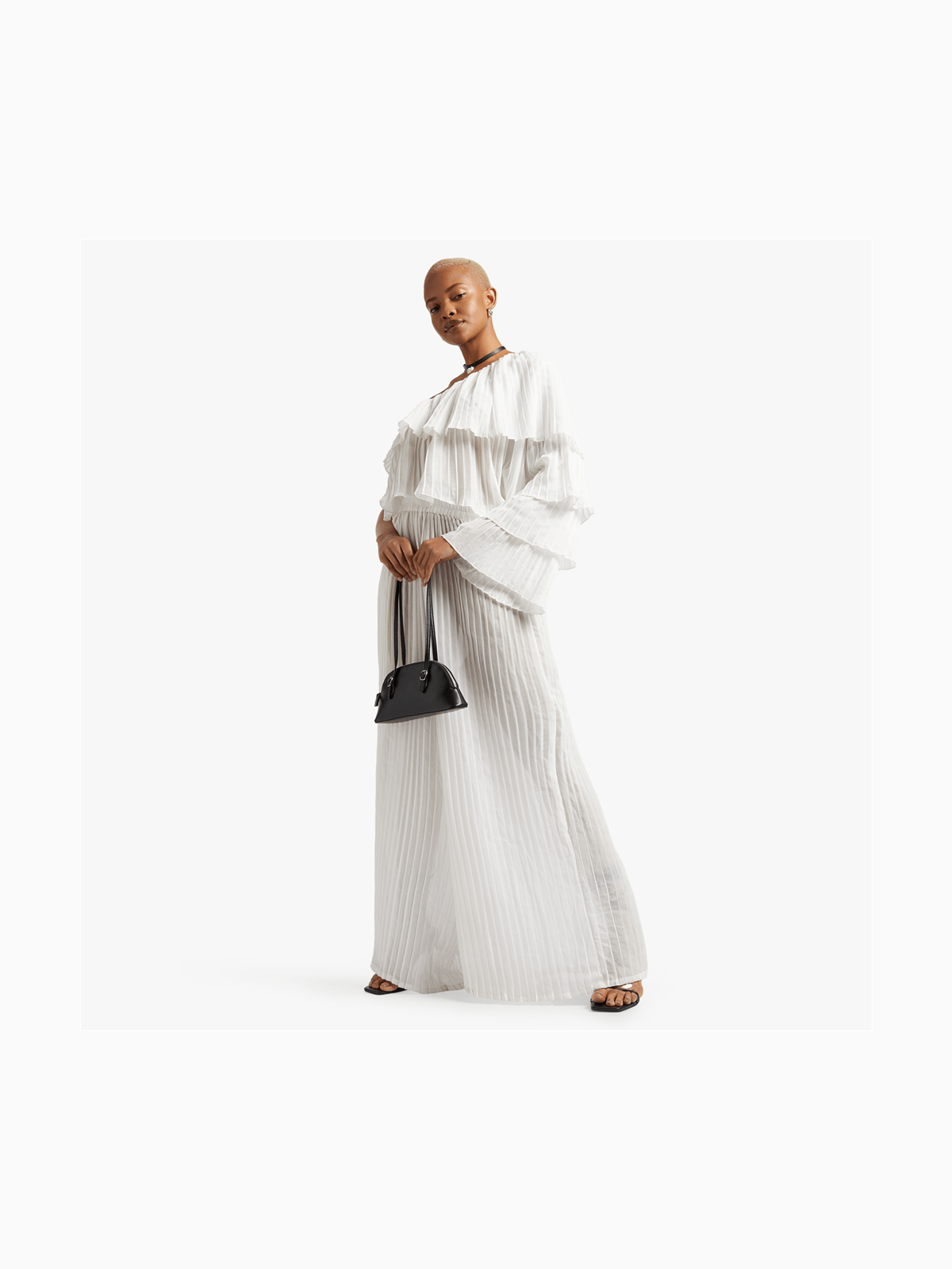 Women's White Co-Ord One Shoulder Top With Frill Sleeve | Bash