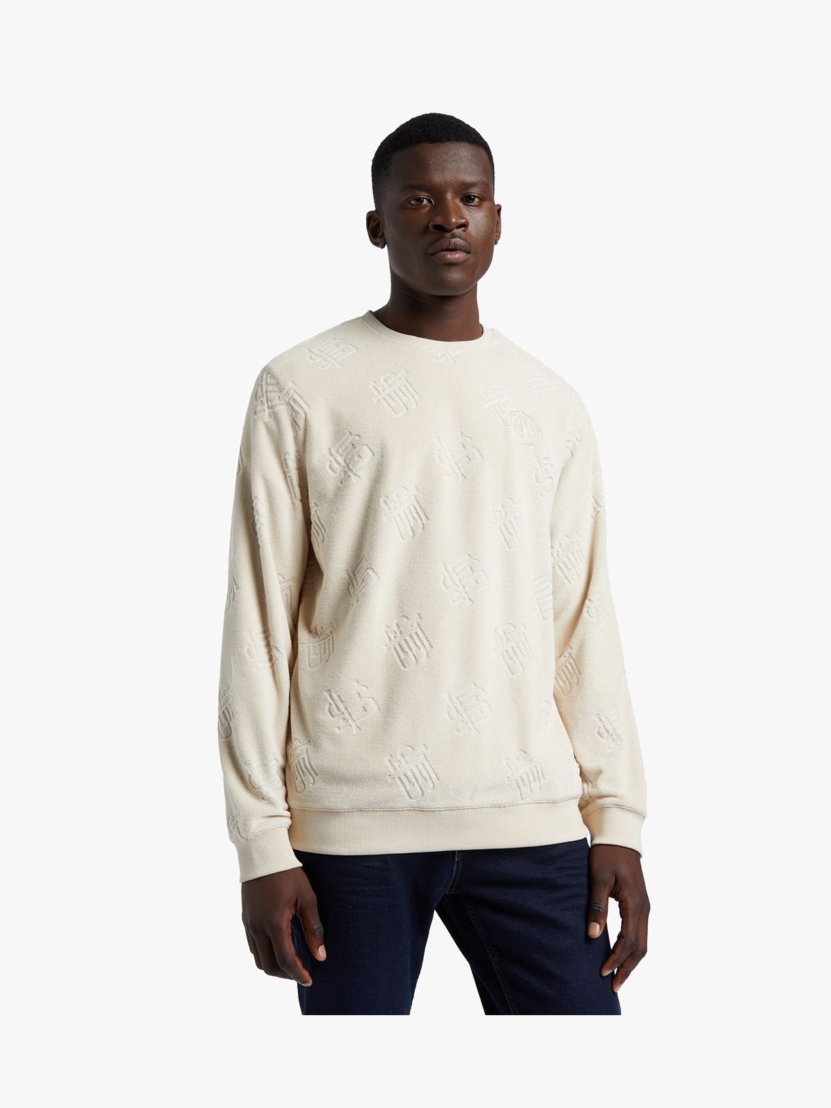 Men's Fabiani FLS Debossed Logo Taupe Sweat Top - Bash.com