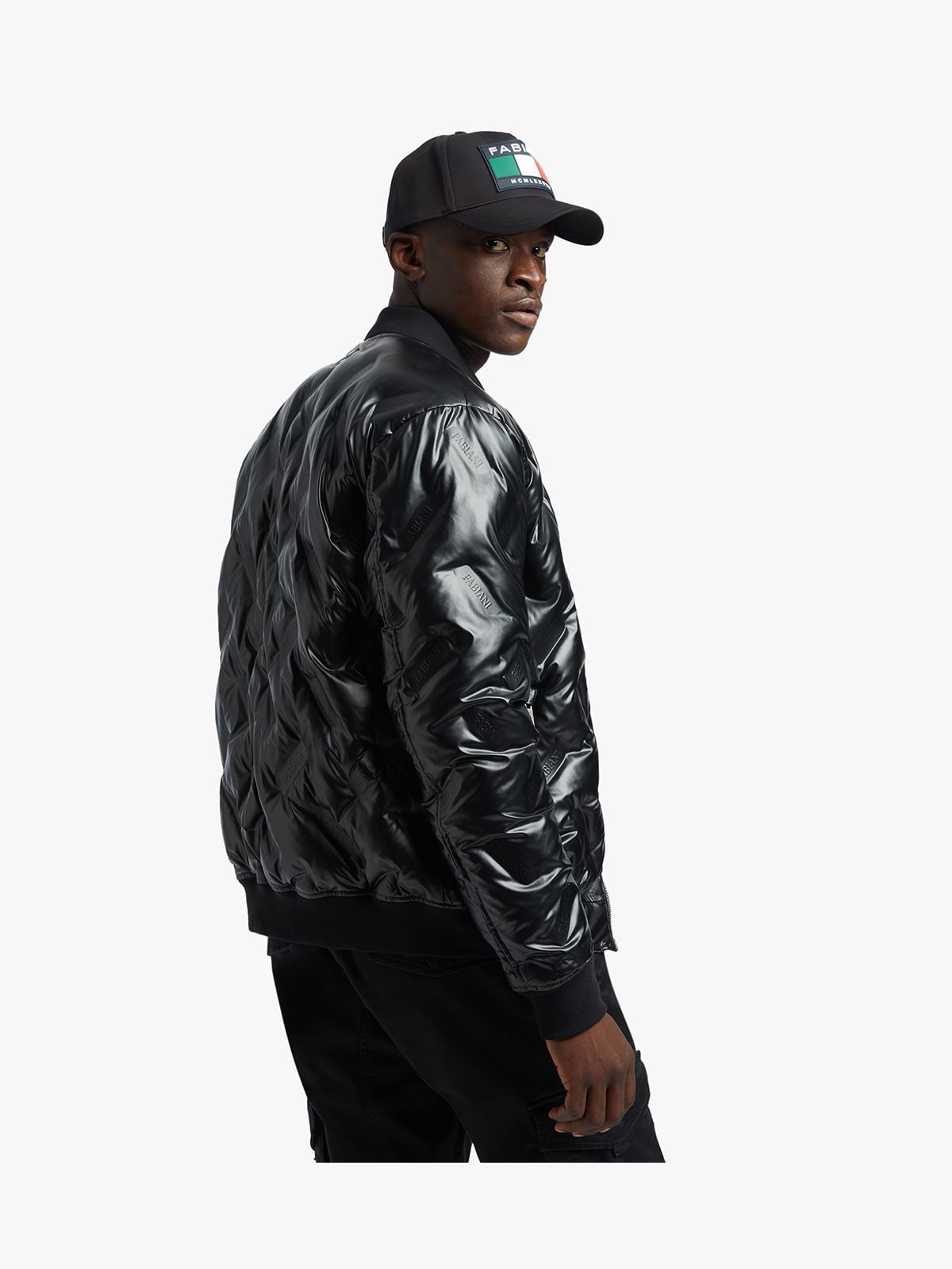 Fabiani Men's Embossed Black Bomber Jacket - Bash.com