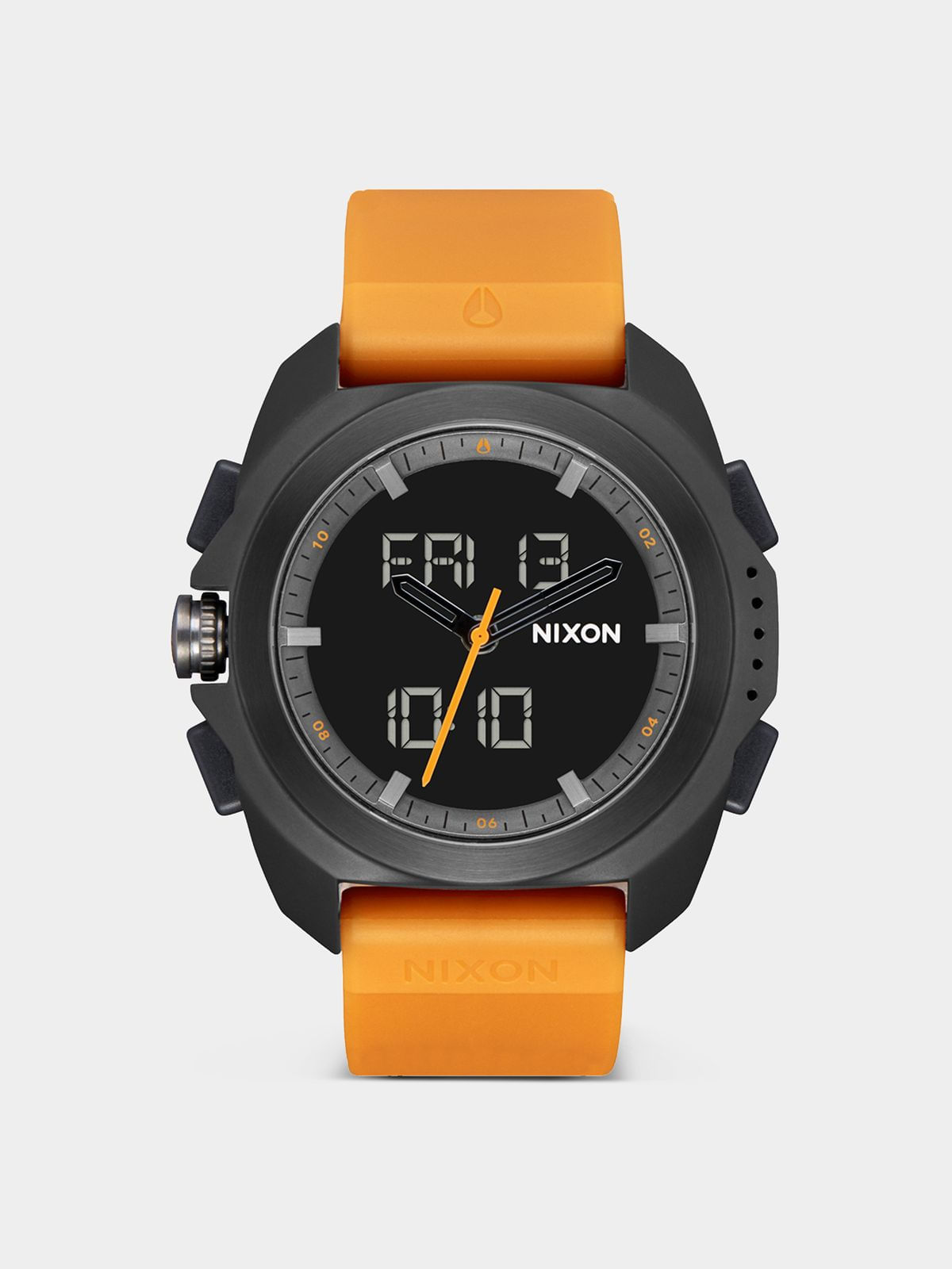 Nixon Men's Ripley Black & Saffron Anadigi Silicone Watch - Bash.com