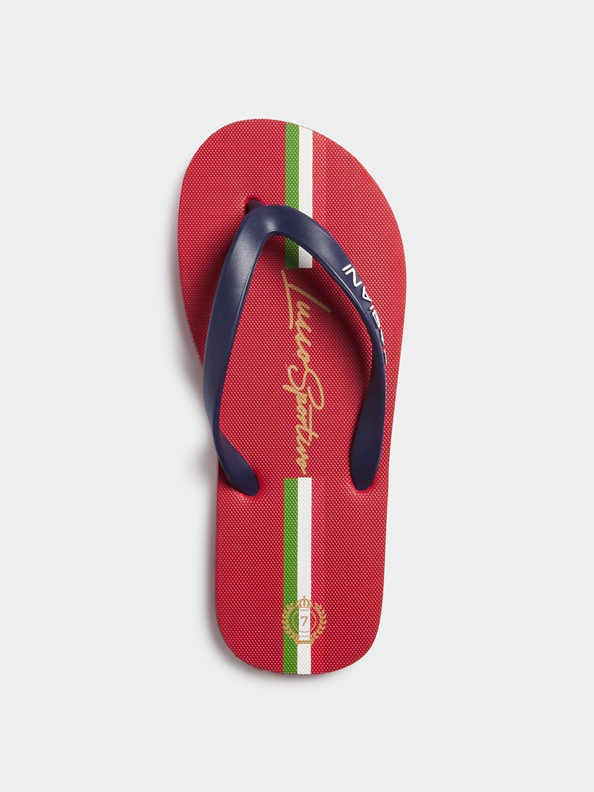 Fabiani Men's Italian Stripe Logo Red Flip Flops - Bash.com