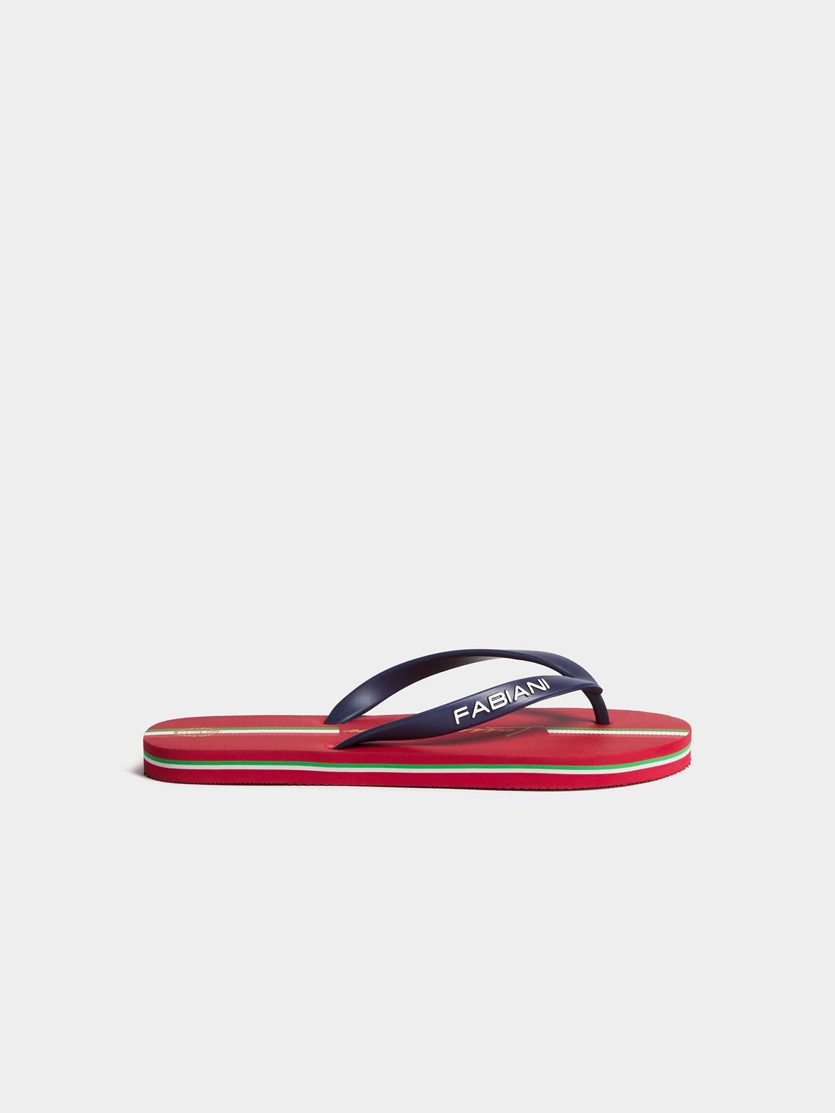 Fabiani Men's Italian Stripe Logo Red Flip Flops - Bash.com