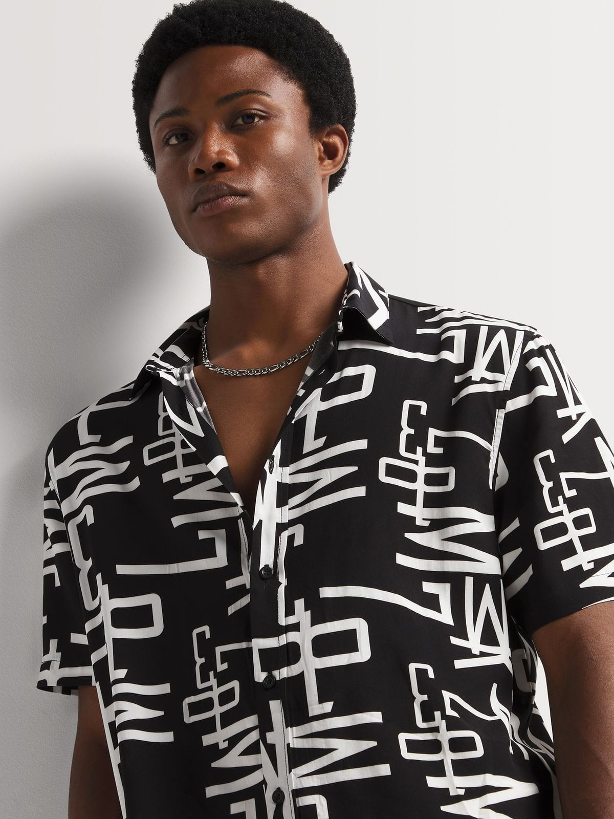 Men's Markham Monogram Viscose Black Shirt - Bash.com