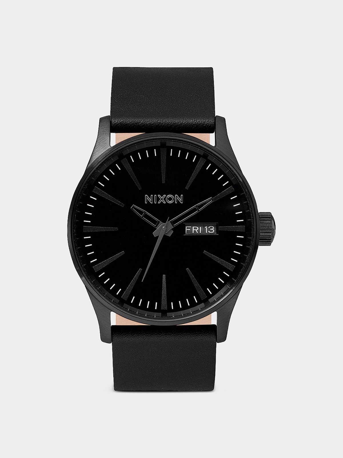 Nixon Men's Sentry Leather All Black Plated Stainless Steel Watch ...