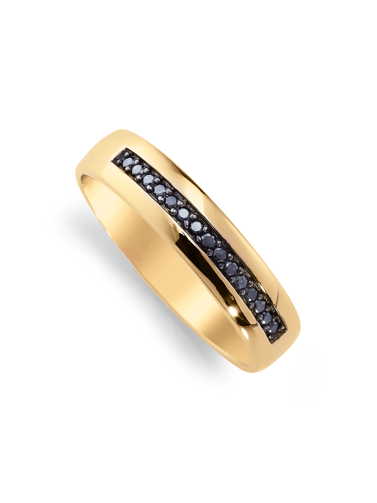 9ct Gold Black Diamond Channel-Set Men's Ring - Bash.com