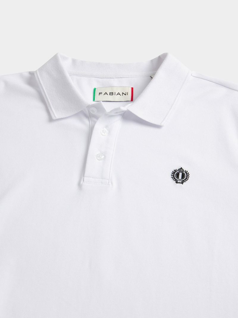 Men's Fabiani Contrast Colour Crest White Polo - Bash.com