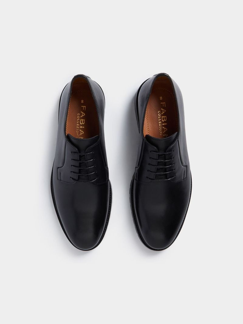 Fabiani Men's Collezione Black Leather Derby Shoes - Bash.com