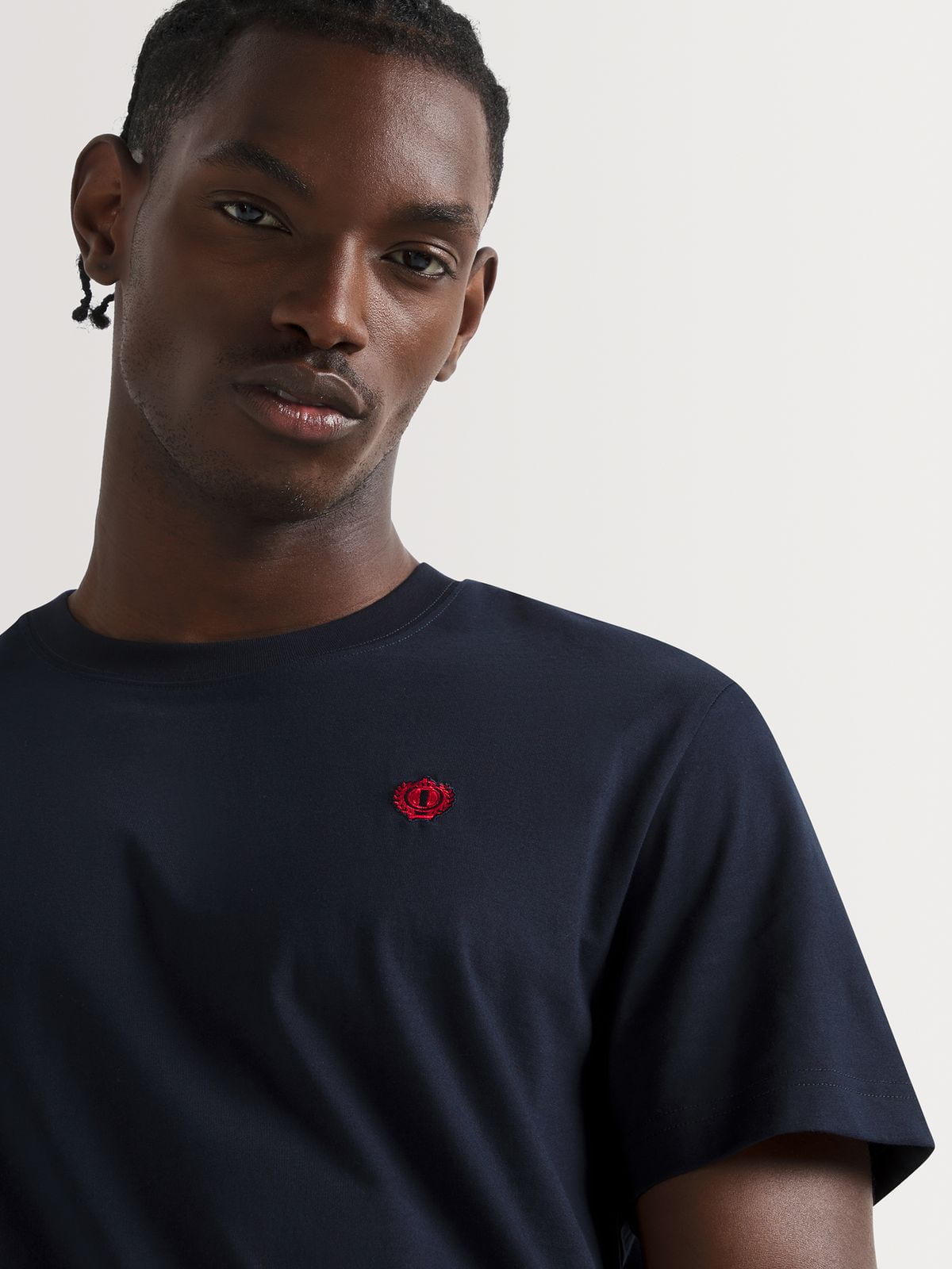 Fabiani Men's Contrast Crest Navy T-Shirt - Bash.com