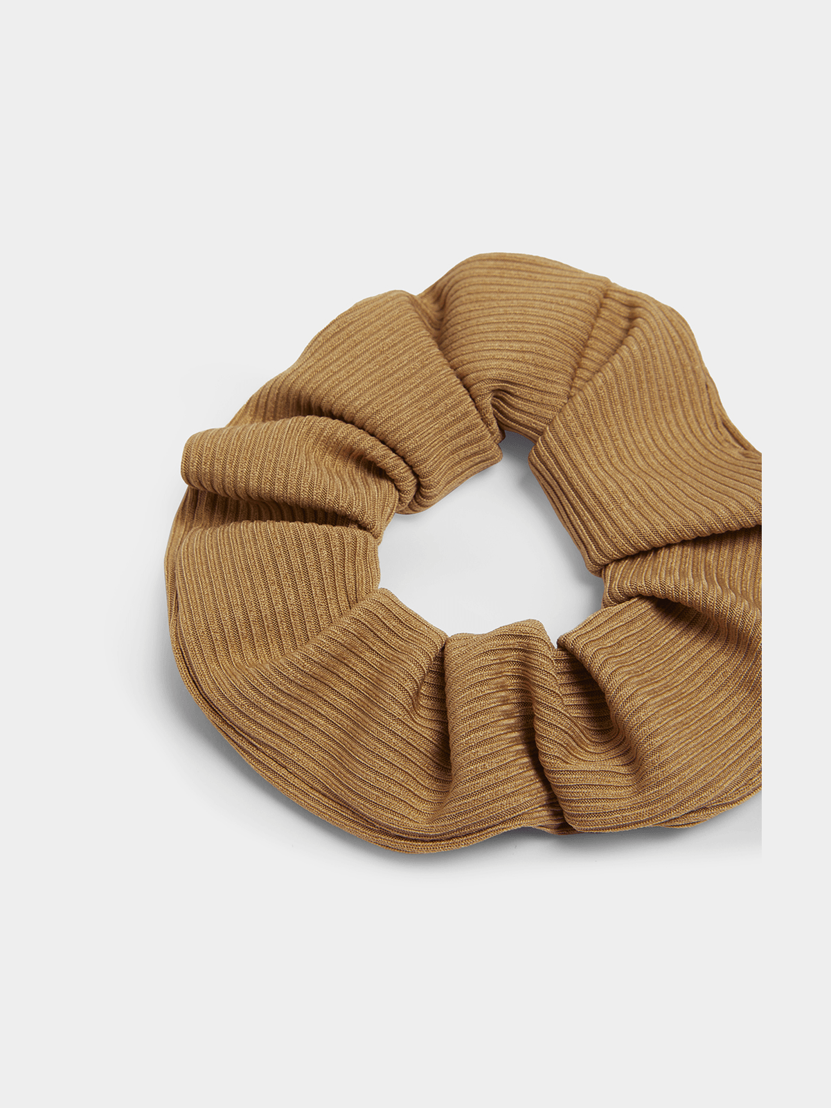 Tan Cotton Jersey ribbed Single Scrunchie - Bash.com