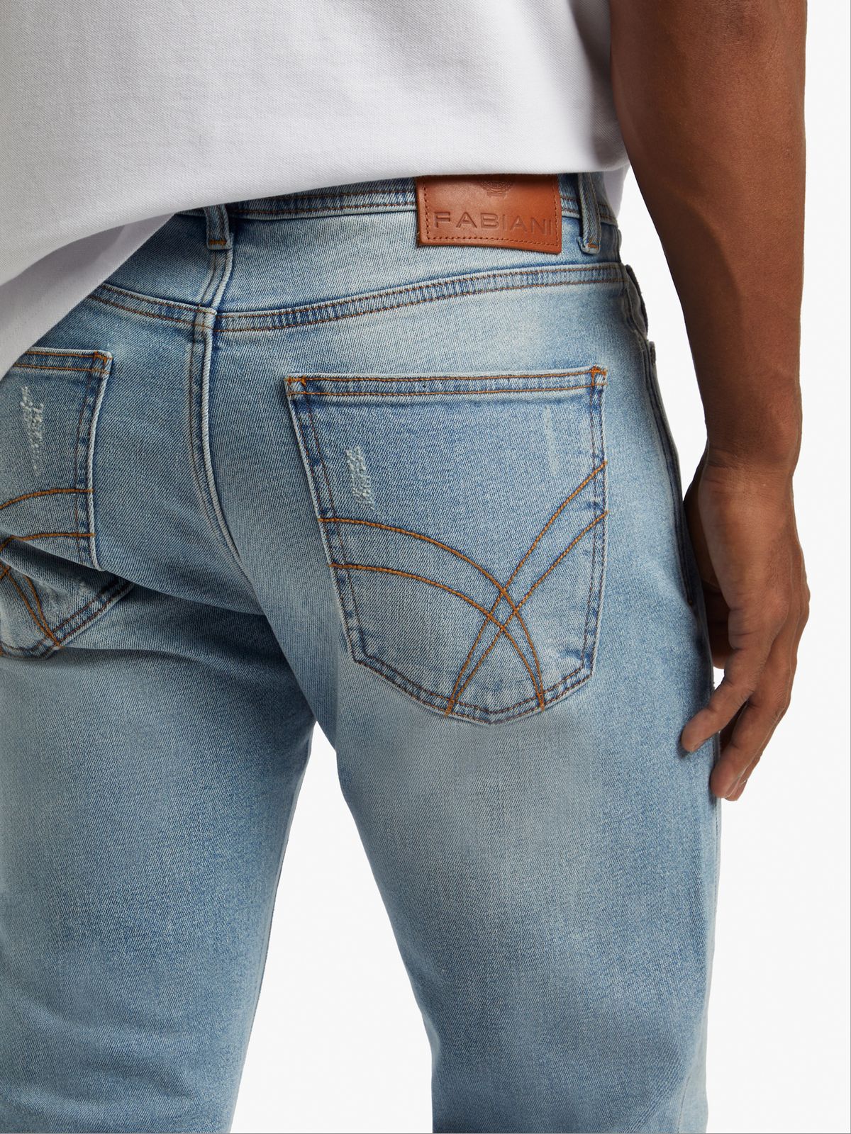 Fabiani Men's Denim Di Lusso Light Wash Blue Slim Leg Denim - Bash.com