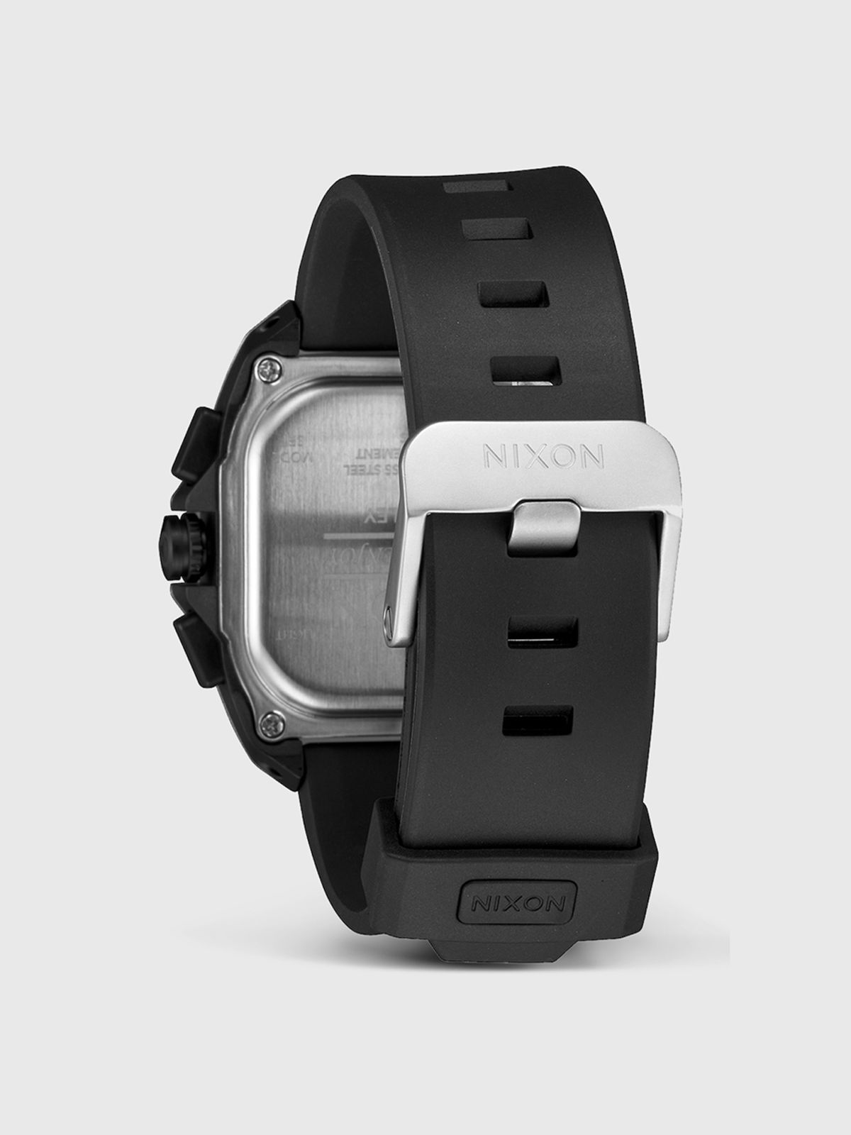 Nixon Men's Ripley Silver & Black Anadigi Silicone Watch - Bash.com