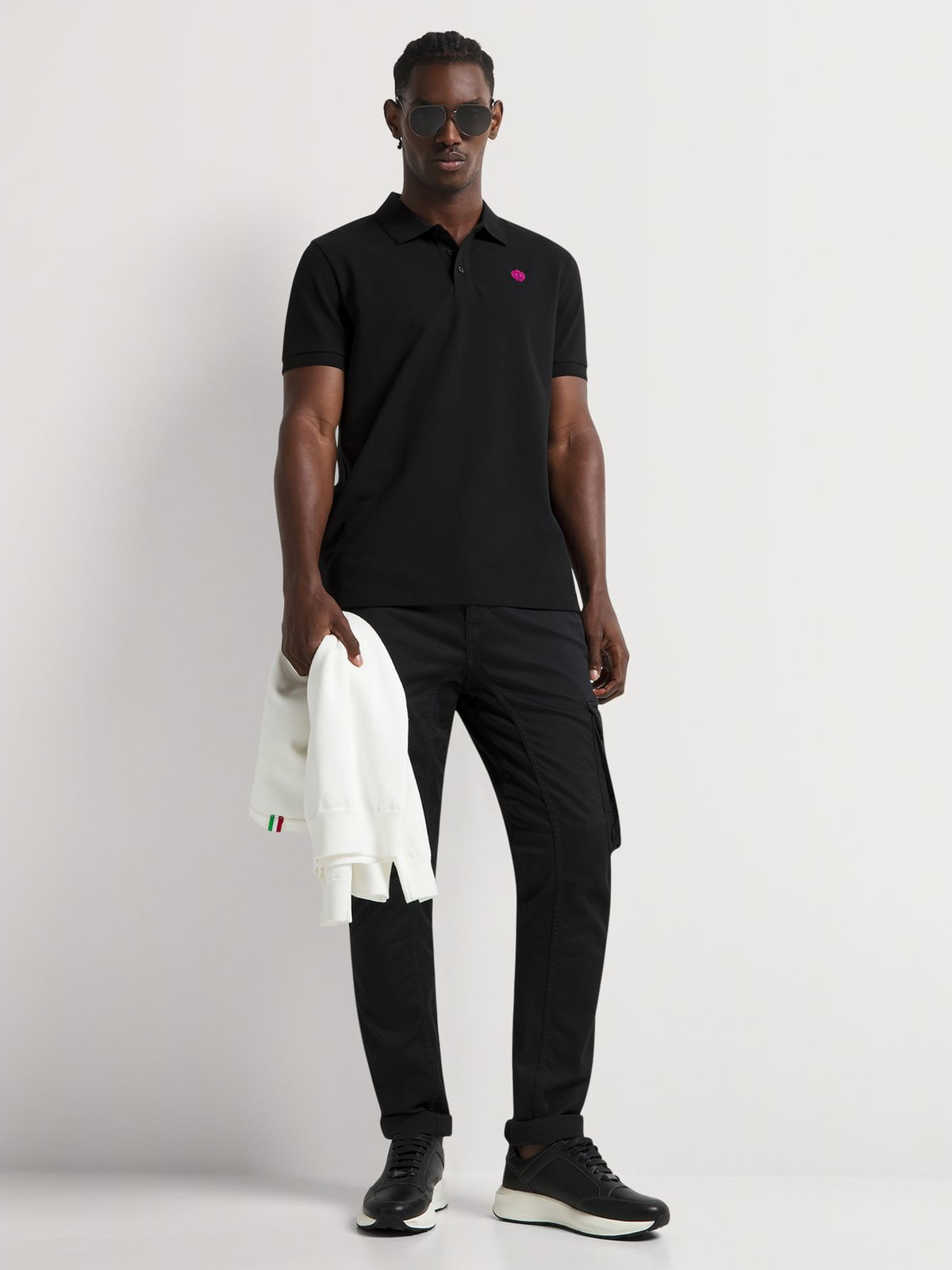 Fabiani Men's Contrast Crest Black Polo - Bash.com