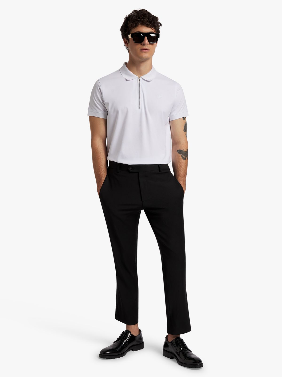 Fabiani Men's Collezione SJ Double Mercerised Zip Polo White - Bash.com