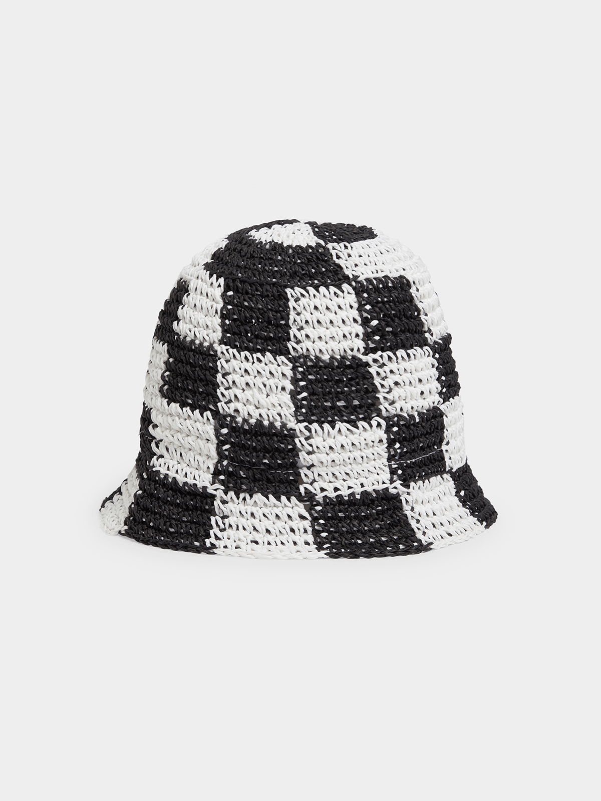 Men's Black Crochet Checkerboard Bucket Hat - Bash.com
