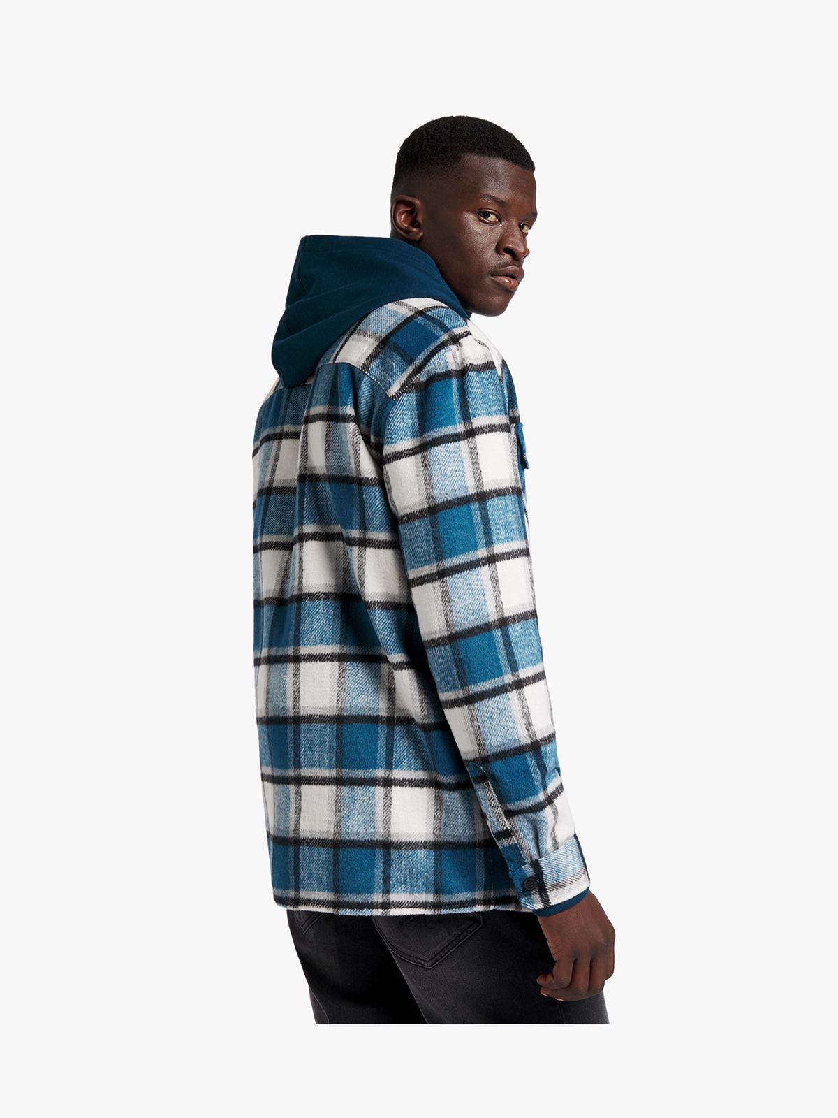 Men's Markham Brushed Check Blue/White Overshirt - Bash.com