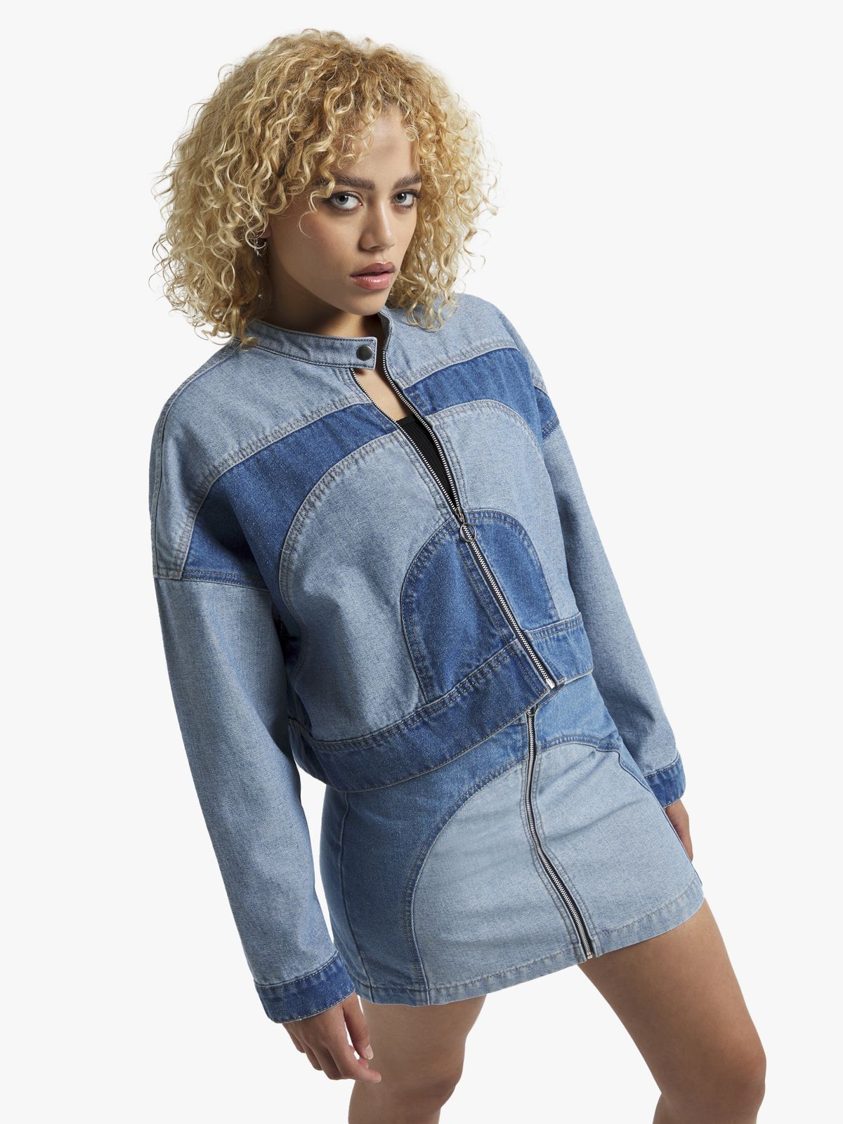 Women's Blue Two Tone Denim Jacket - Bash.com