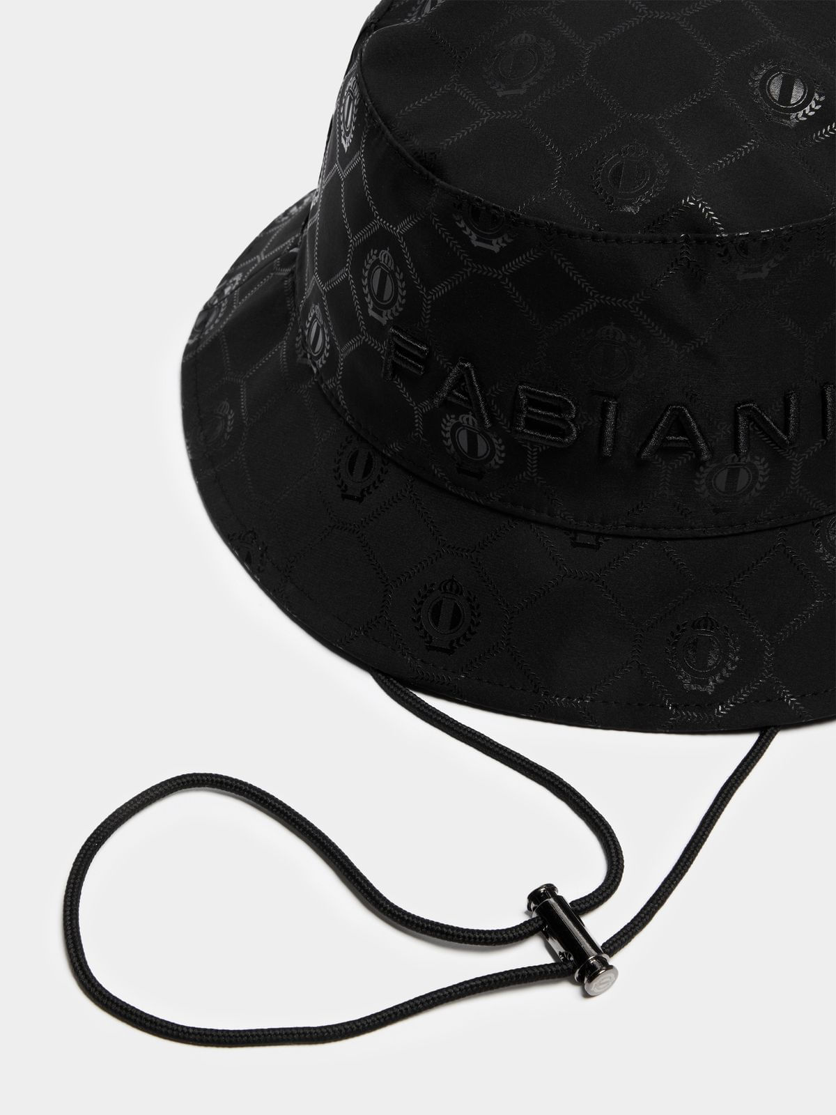 Fabiani Men's Monogram Crest Black Bucket Hat - Bash.com