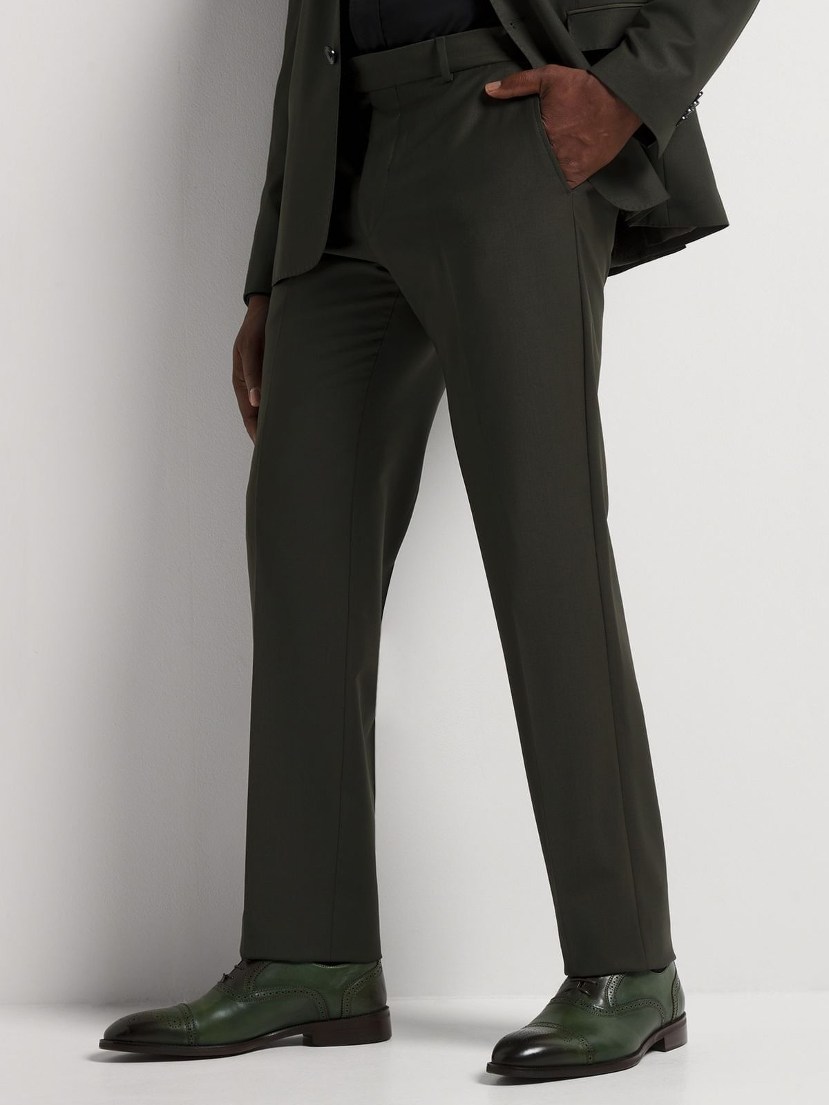 Fabiani Men's Forest Green Wool Suit Trouser - Bash.com