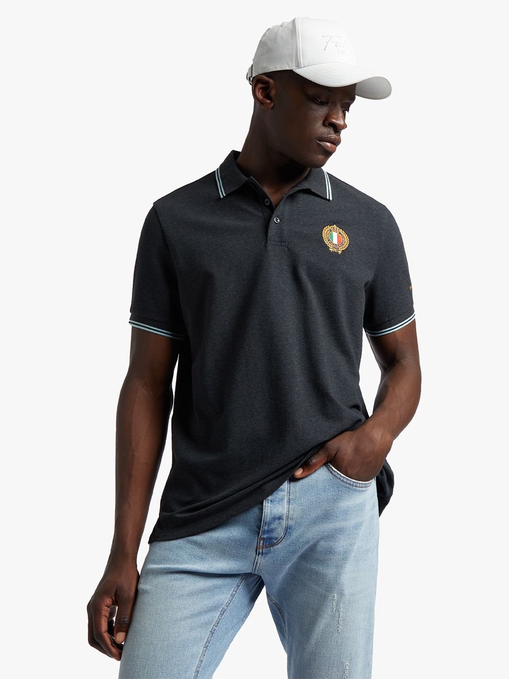 Fabiani Men's Charcoal Tipped Polo Shirt - Bash.com