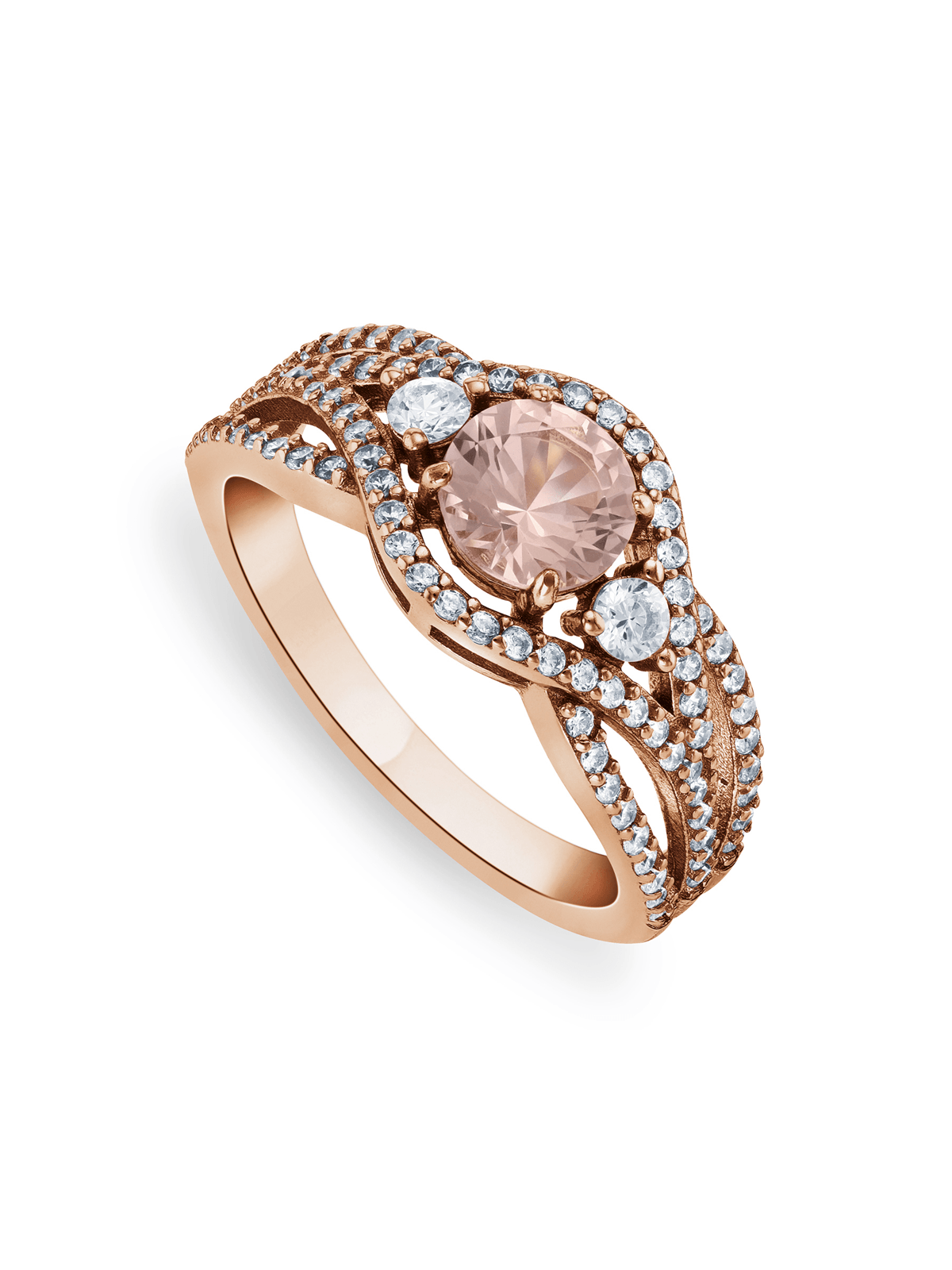 Rose Tone Sterling Silver Pink Cubic Zirconia Women’s Ariel Ring - Bash.com