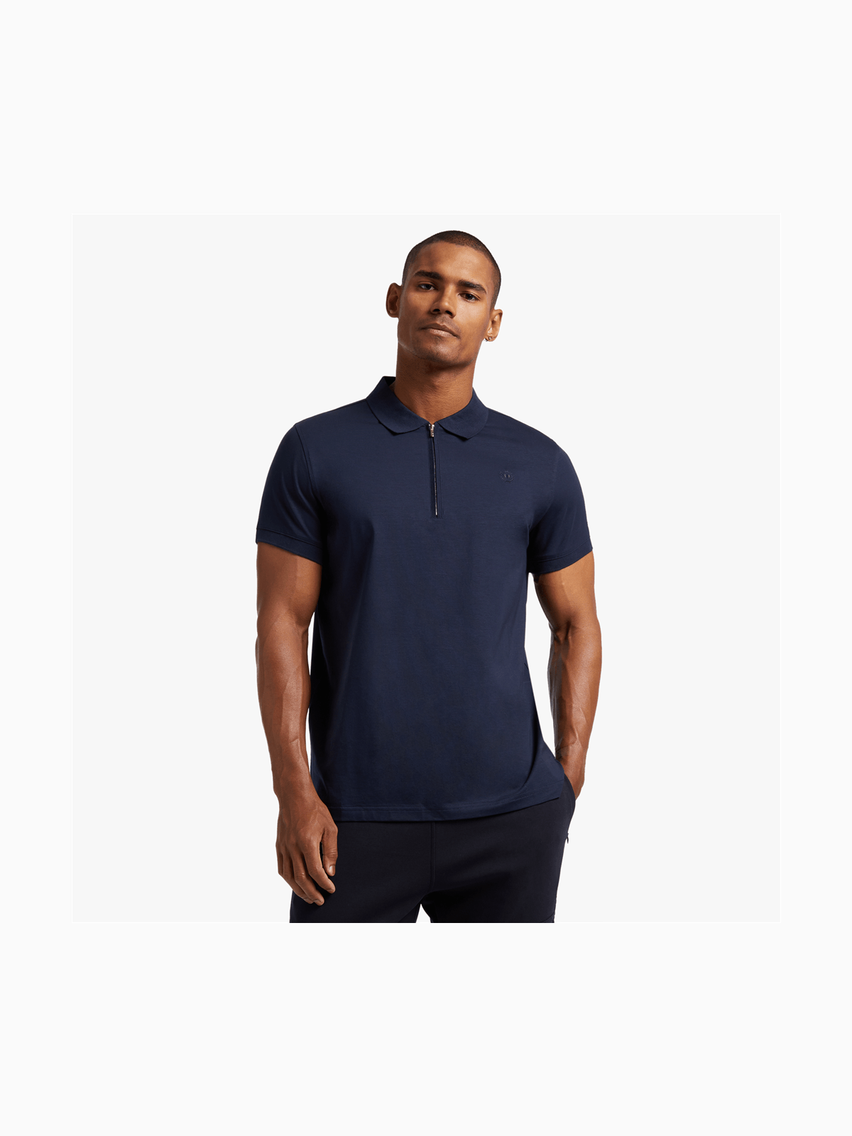 Fabiani Men's Collezione Navy Mercerised Zip Polo - Bash.com