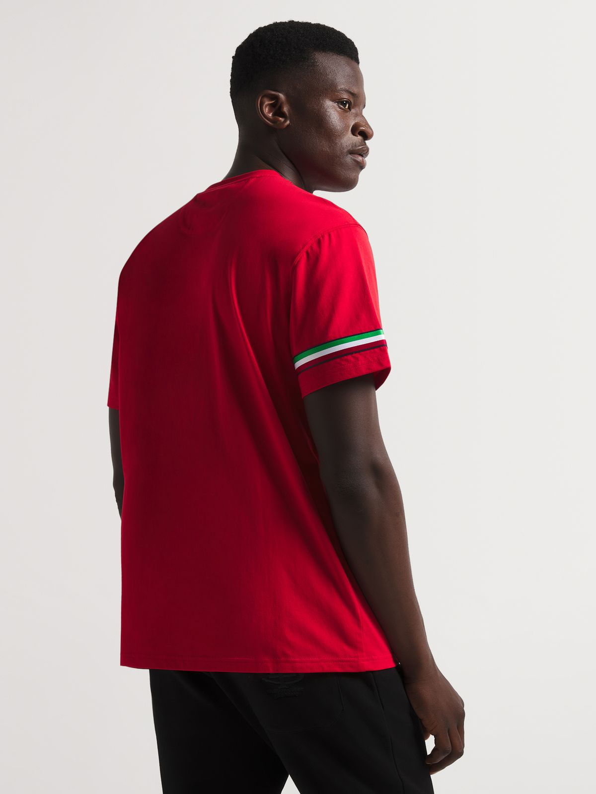 Fabiani Men's Tri Colour Tape Red T-Shirt - Bash.com