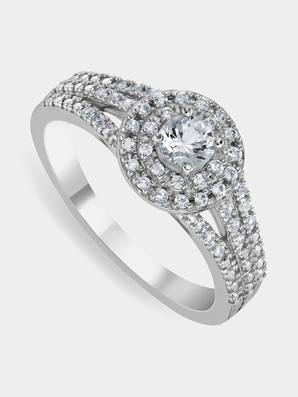 Sterling Silver Diamond & Created Sapphire Ring - Bash.com