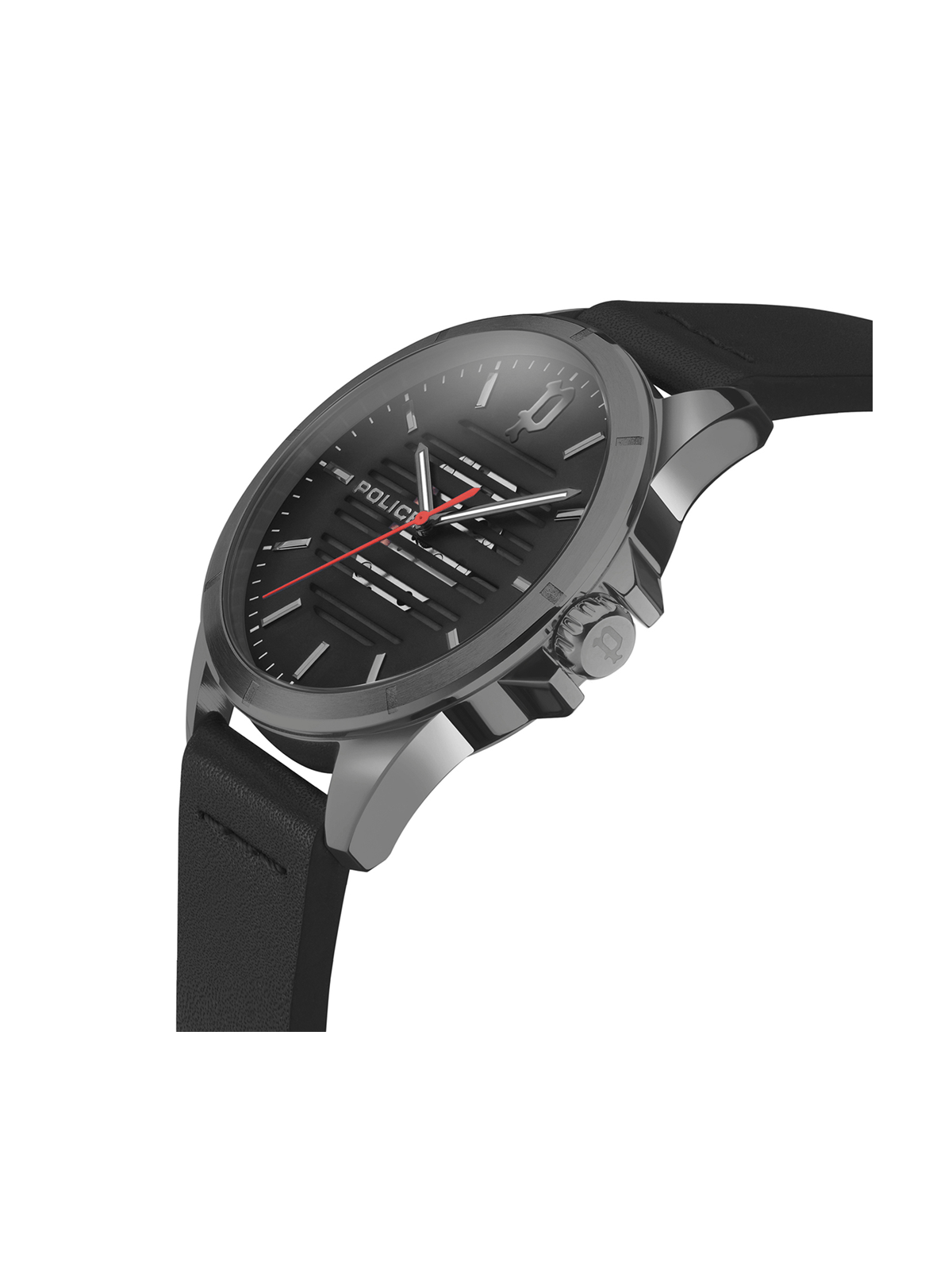 Police Men's Barwara Gunmetal Toned & Black Leather Watch - Bash.com