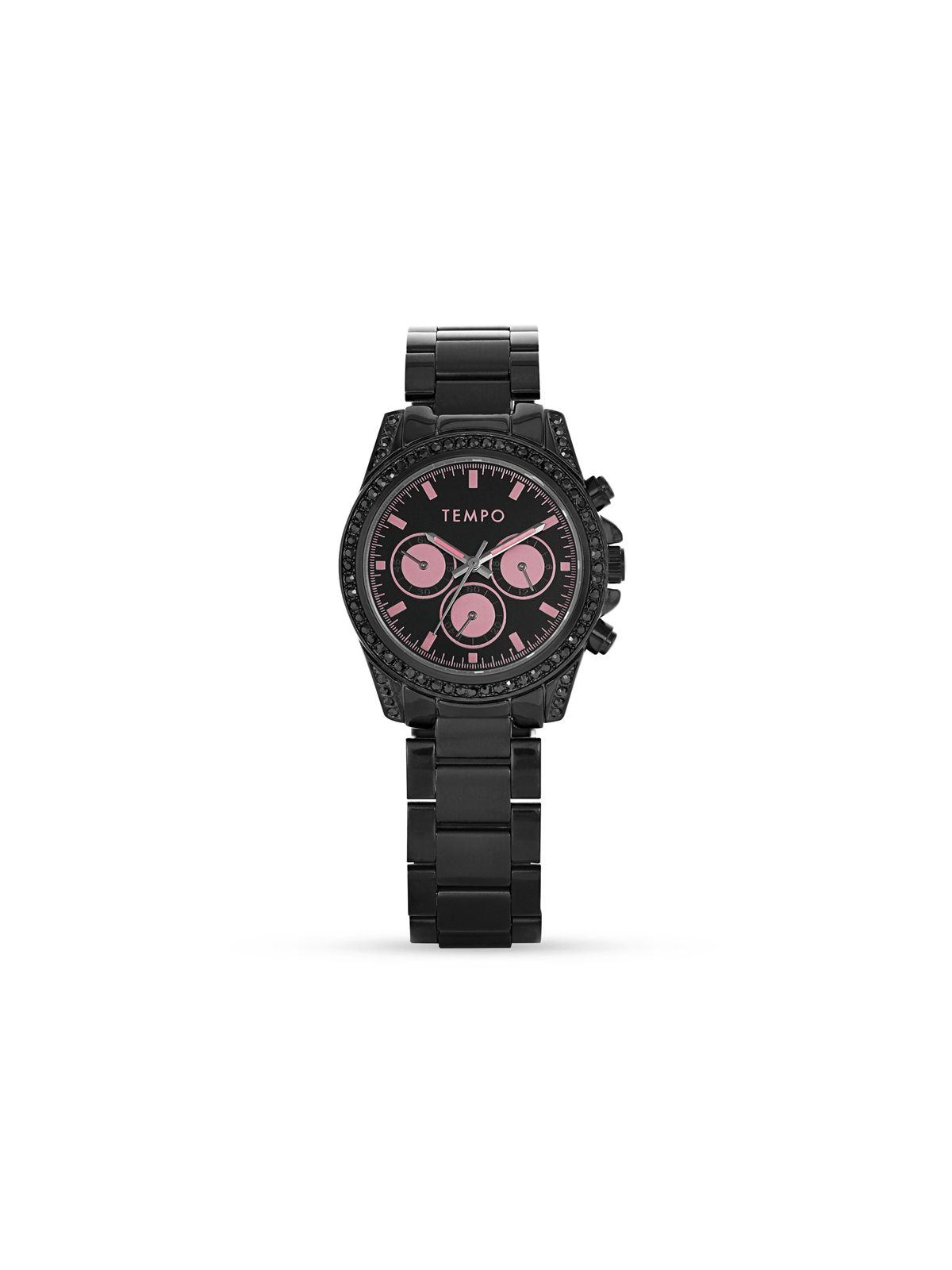 Tempo Woman's Black & Pink Multi Fashion Dial Bracelet Watch - Bash.com