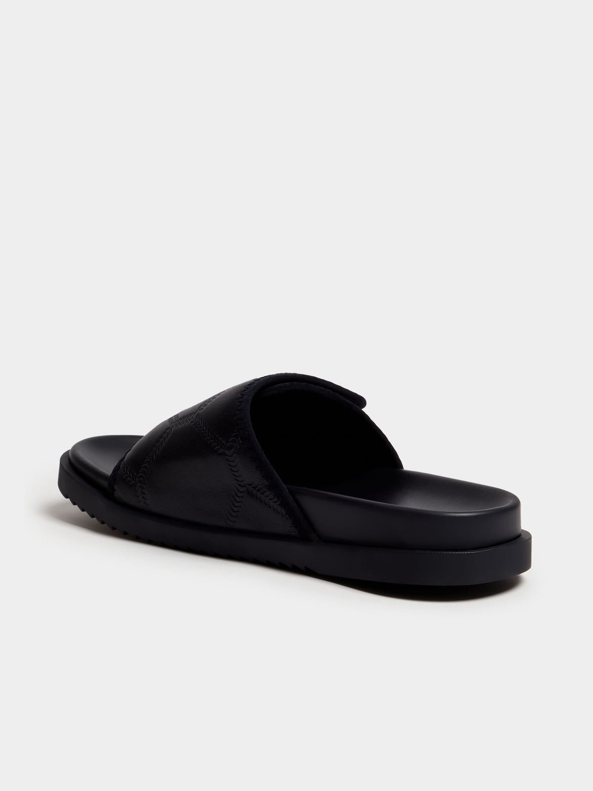 Fabiani Men's Leather Monogram Slides - Bash.com