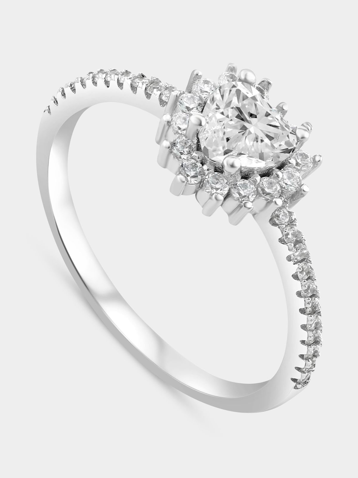 Sterling Silver Cubic Zirconia Heart Halo Promise Ring - Bash.com
