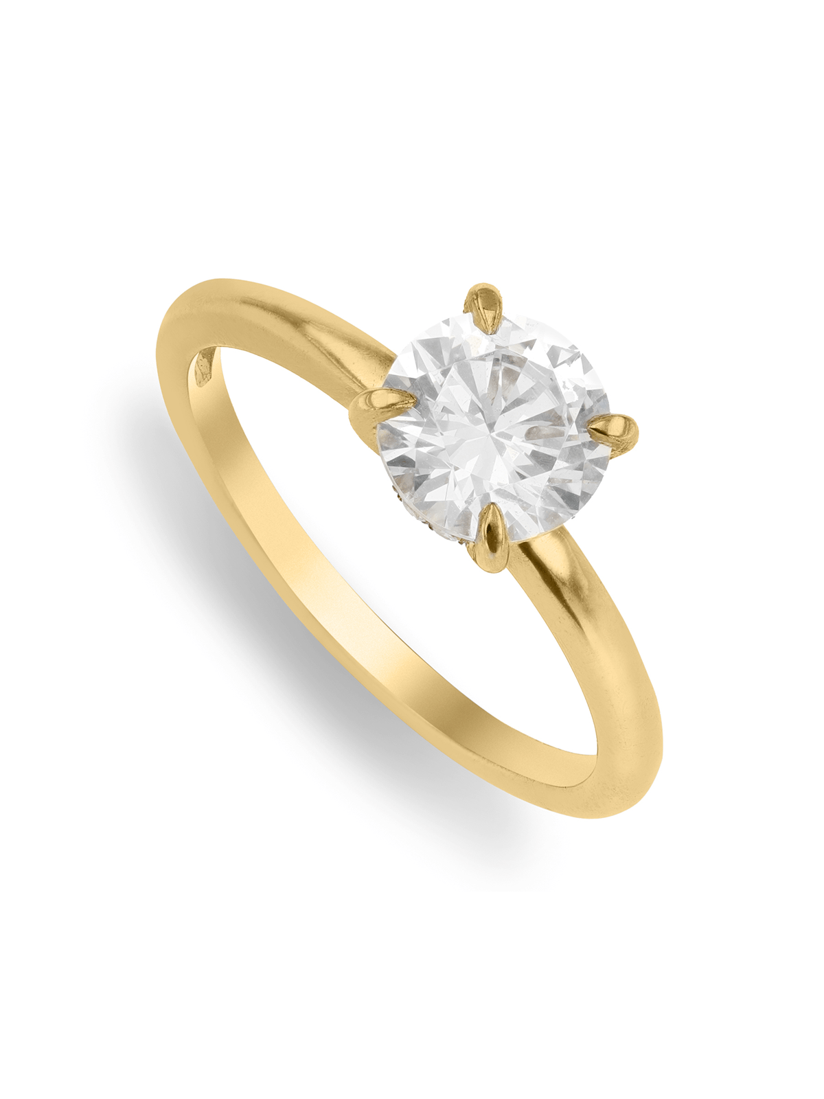 5ct Yellow Gold 1ct Created White Sapphire Solitaire Ring - Bash.com