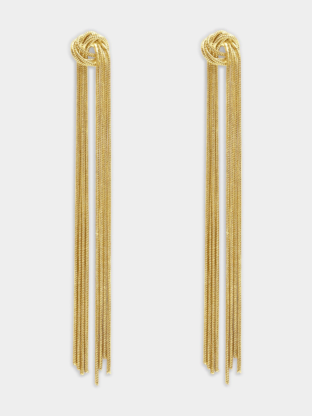 Gold Tone Long Chain Drop Earrings - Bash.com