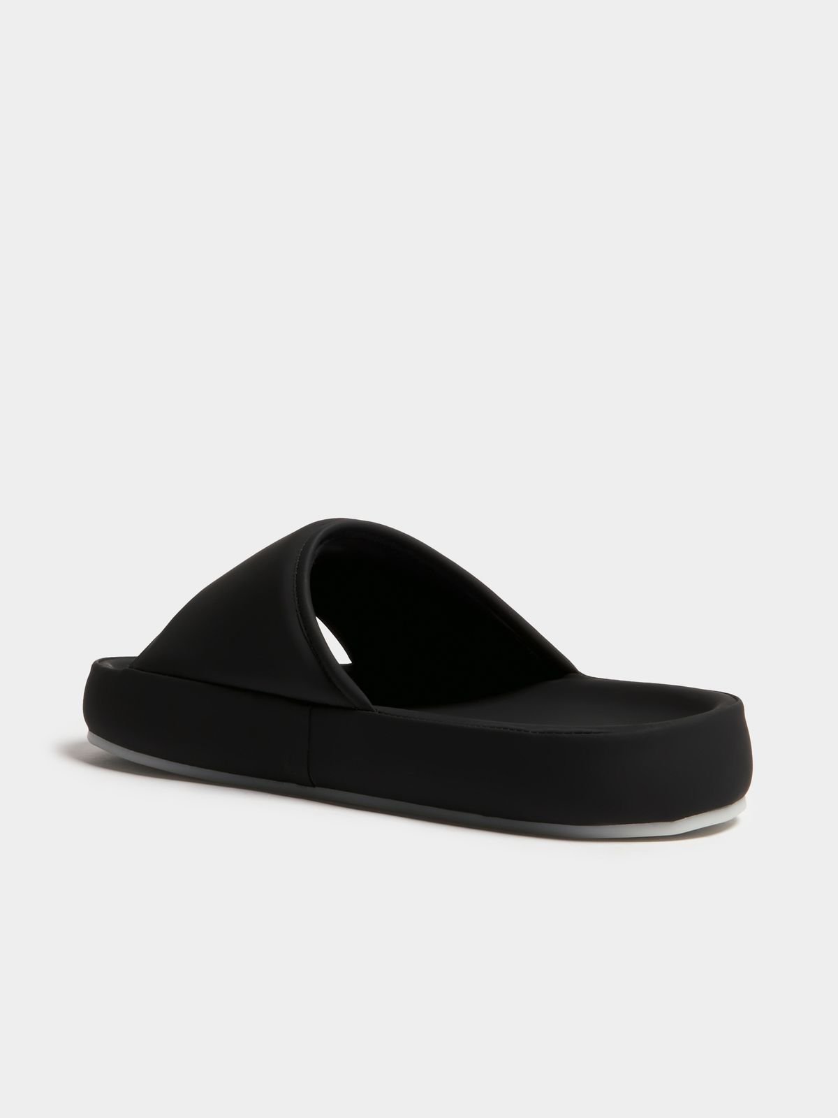 Fabiani Men's Matte Black Leather Pool Slides - Bash.com