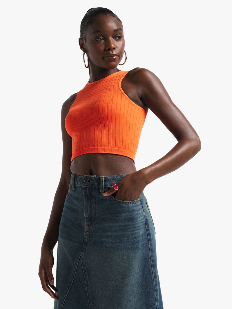 Women's Orange Ribbed Racer Vest - Bash.com