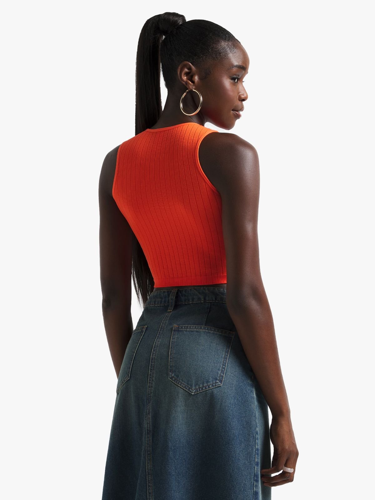 Women's Orange Ribbed Racer Vest - Bash.com