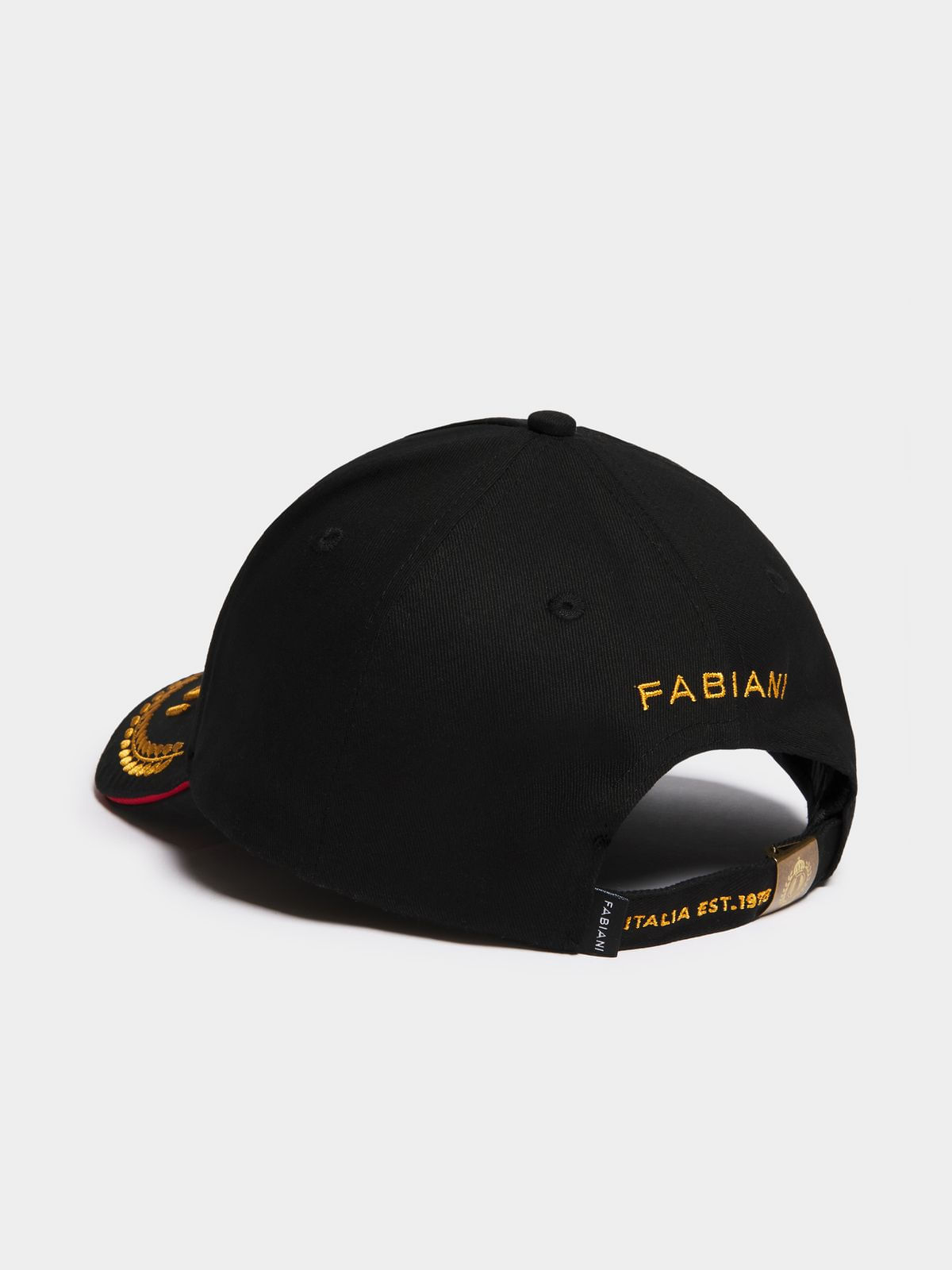 Fabiani Men's Military Embroidered Black Peak Cap - Bash.com