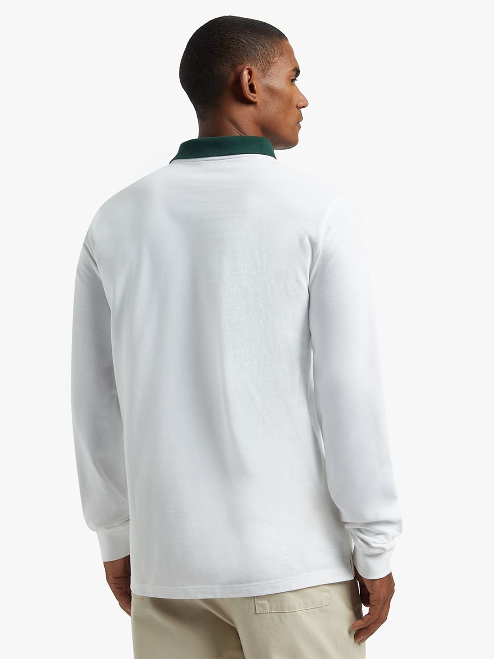 MKM White/Green Contrast Collar Long Sleeve Golfer - Bash.com