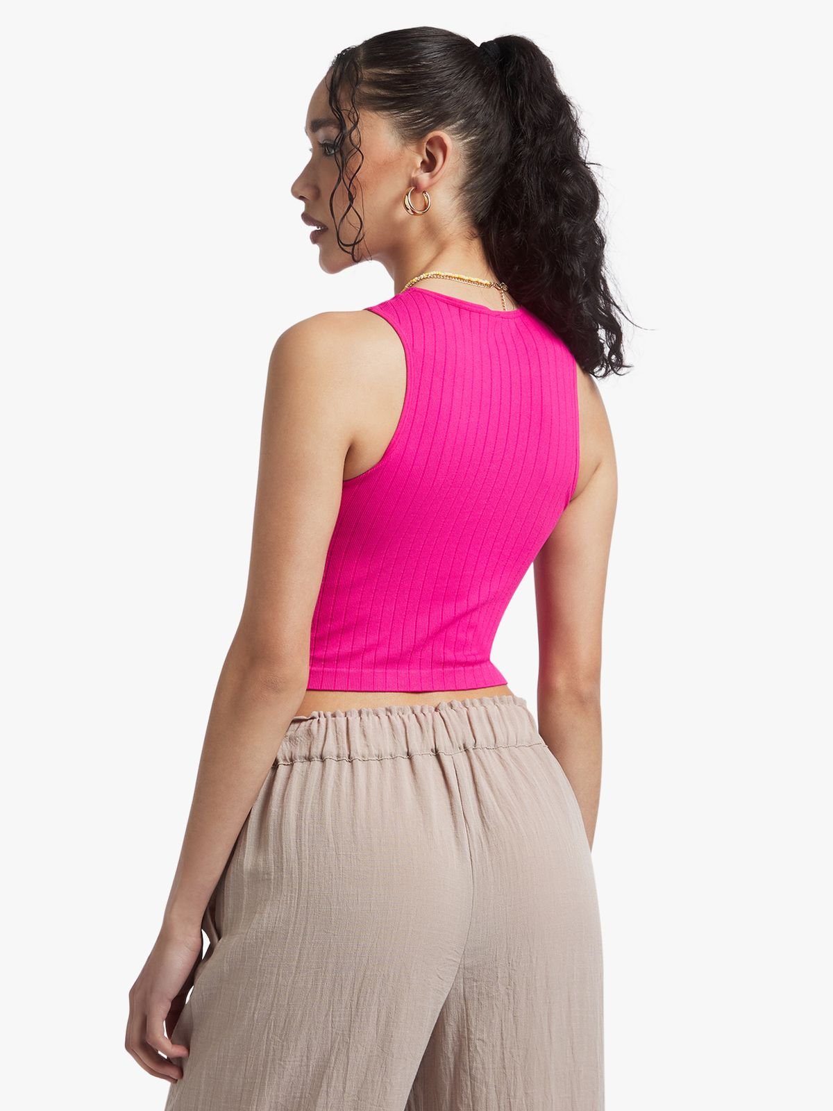 Women's Pink Ribbed Racer Vest - Bash.com