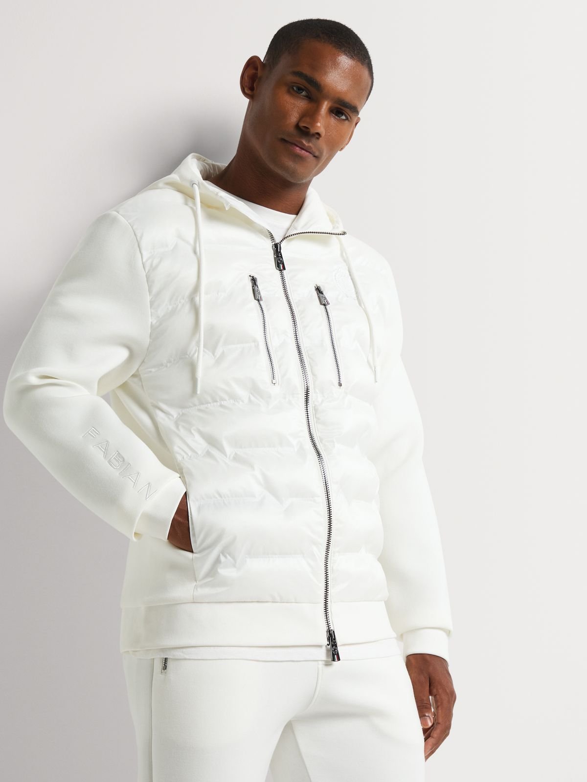 Fabiani Men's Gloss Quilted Co-ord Milk Jacket - Bash.com