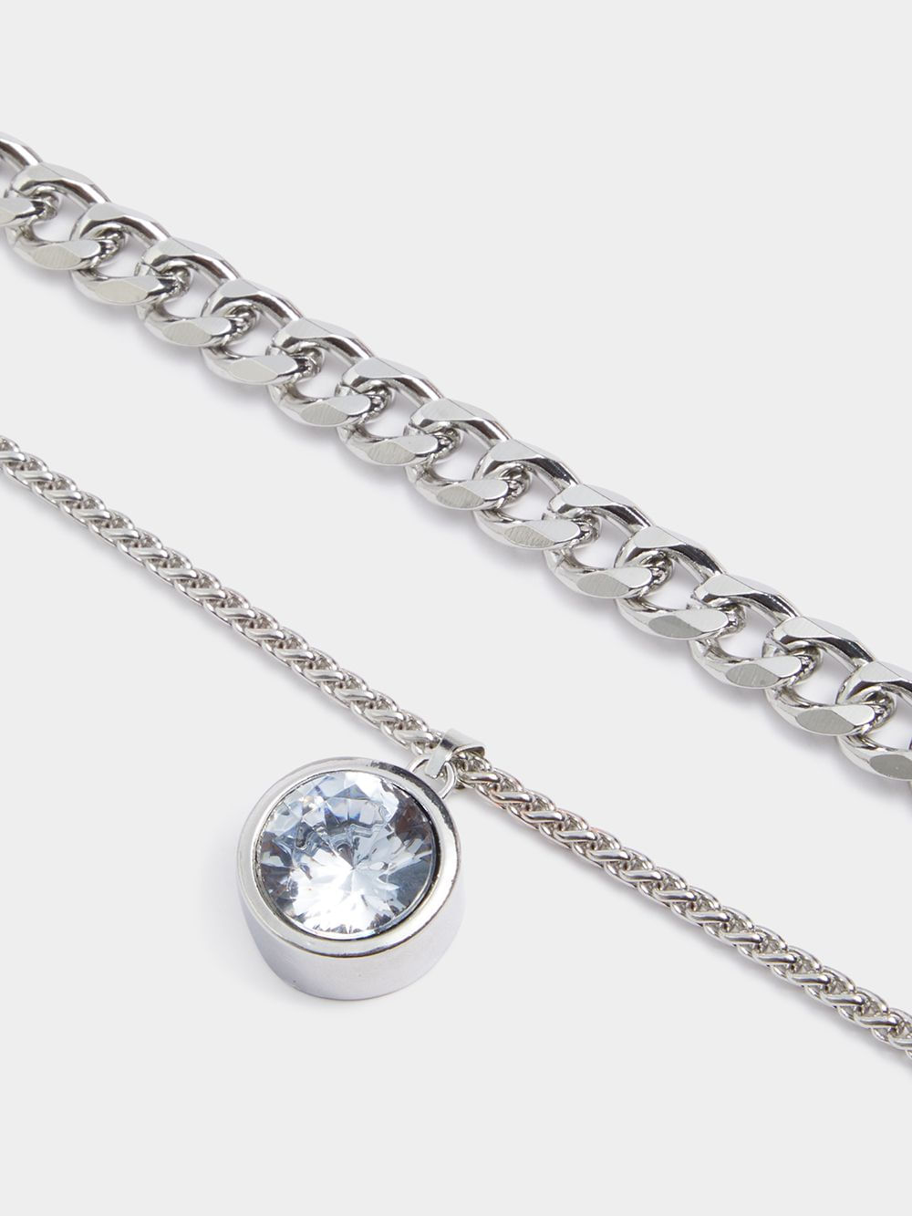 Men's Markham Oversize Crystal Pendant Silver Necklace Set - Bash.com