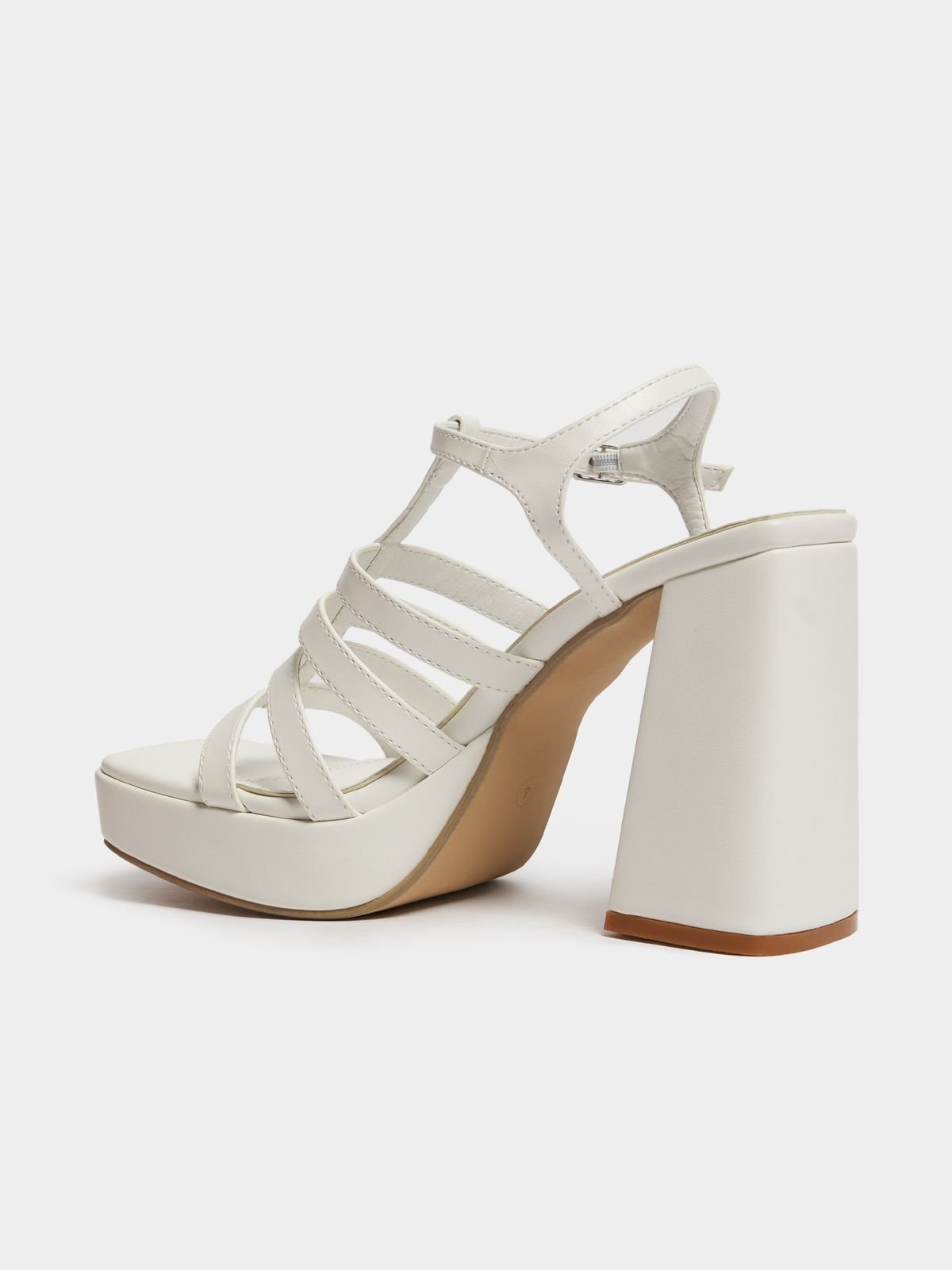 Women's White Caged Platform Heeled Sandals - Bash.com