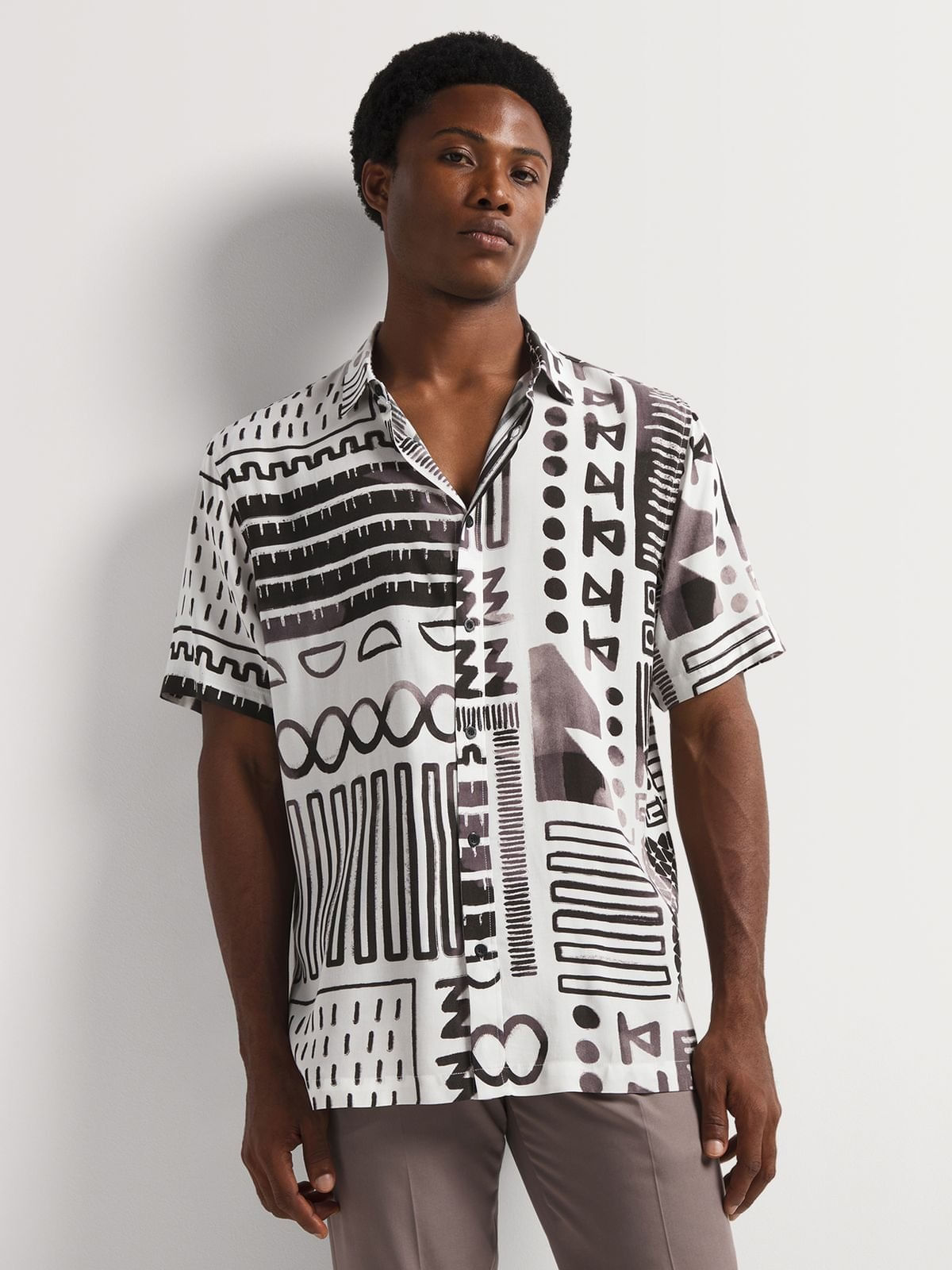 Men's Markham New Geo Black/White Shirt - Bash.com