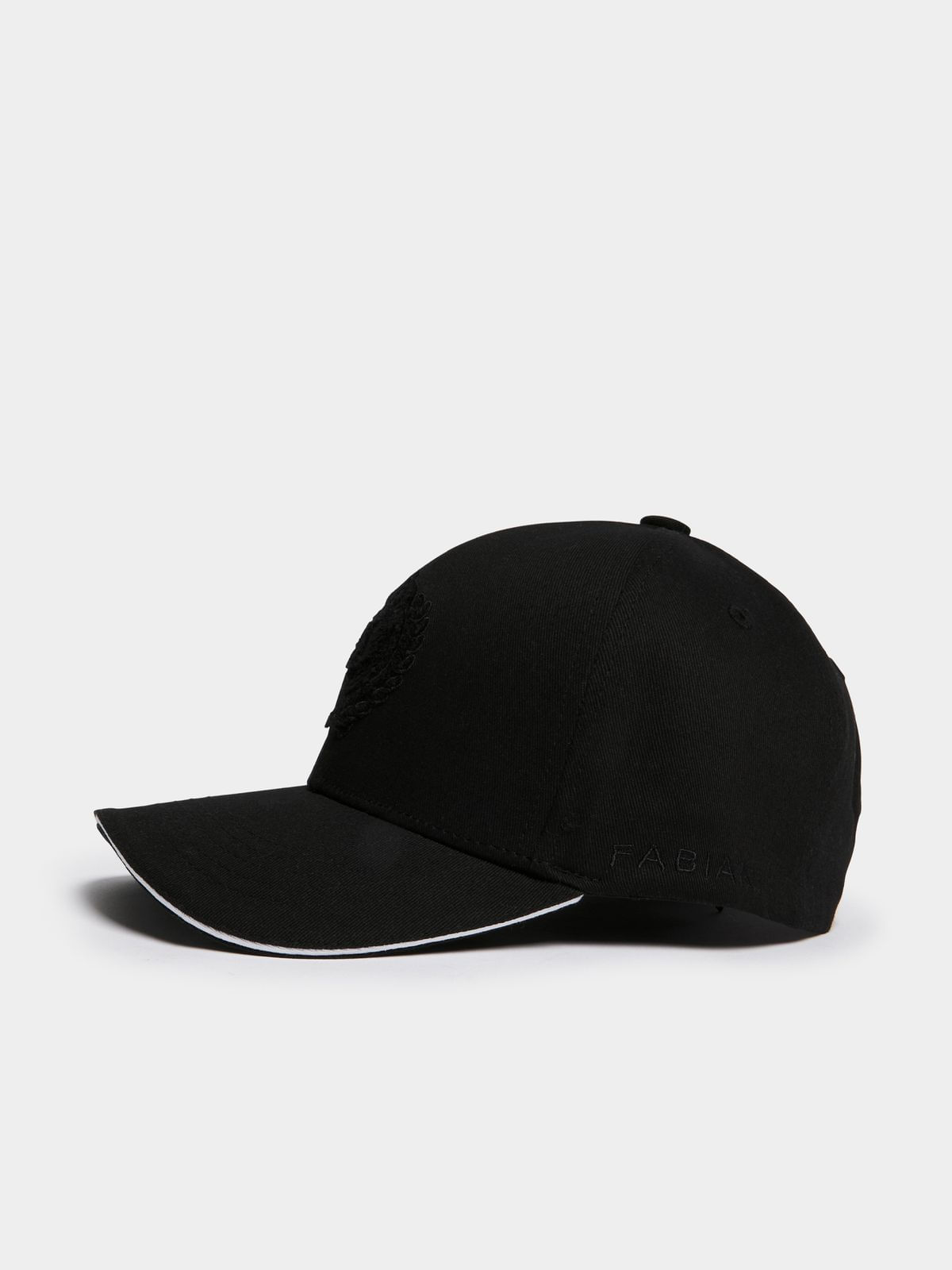 Fabiani Men's Towelling Crest Black Peak Cap - Bash.com