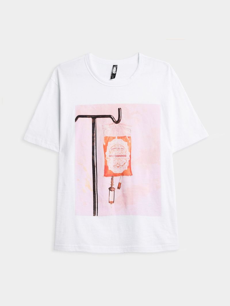 Womens White Dopamine Drip Graphic Top
