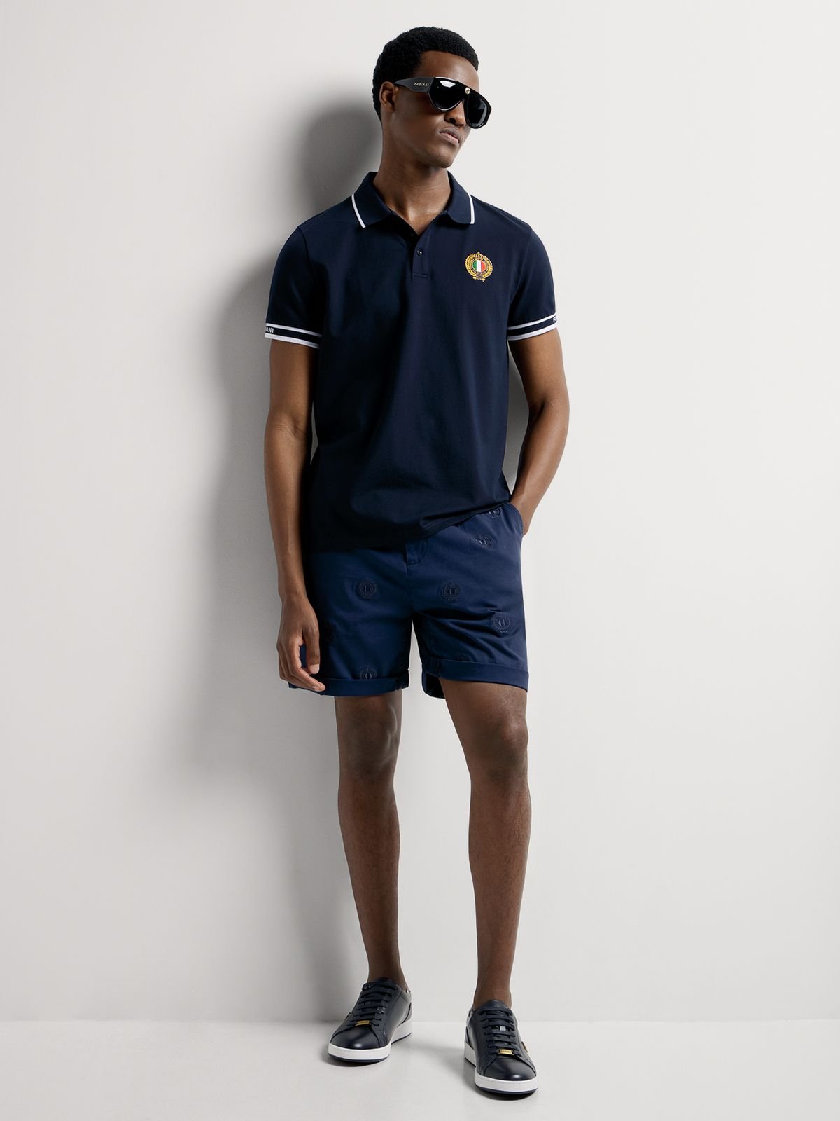 Fabiani Men's Navy Tipped Collar Polo Golfer - Bash.com